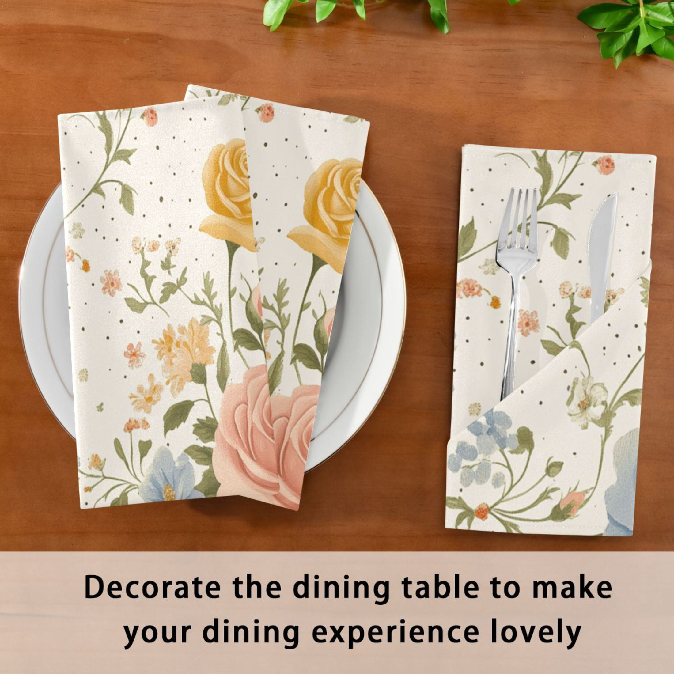 Satin Native Fab Cotton Dinner Napkin Charming Floral Patterns in Soft ...