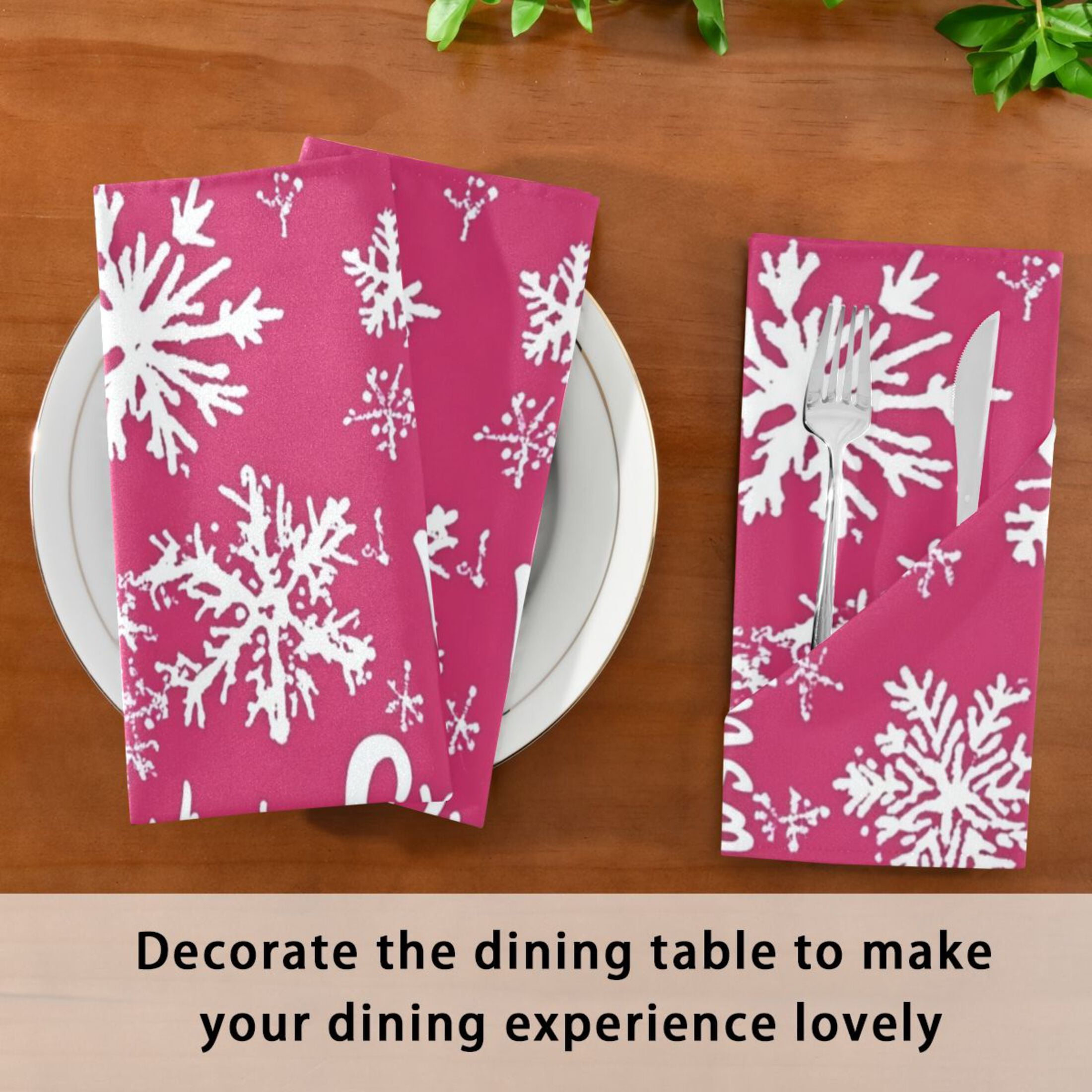 Satin Native Fab Cotton Dinner Napkin Crimson Winter Snowflakes ...