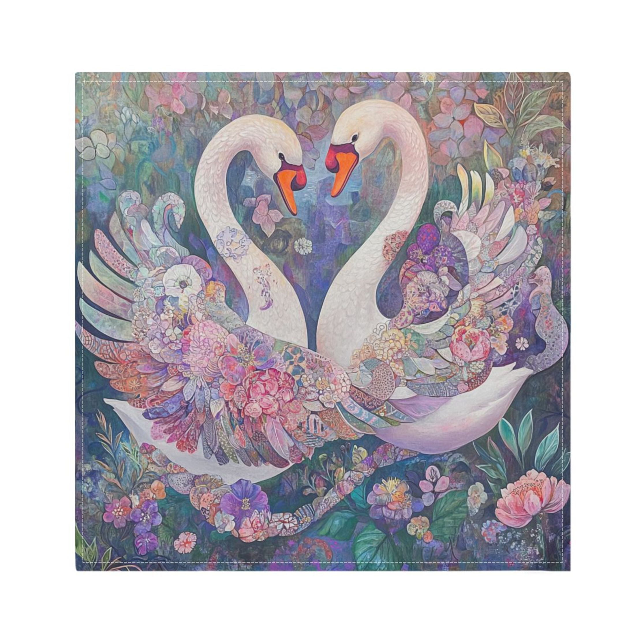 Satin Native Fab Cotton Dinner Napkin Swan Love in Bloom Reusable ...