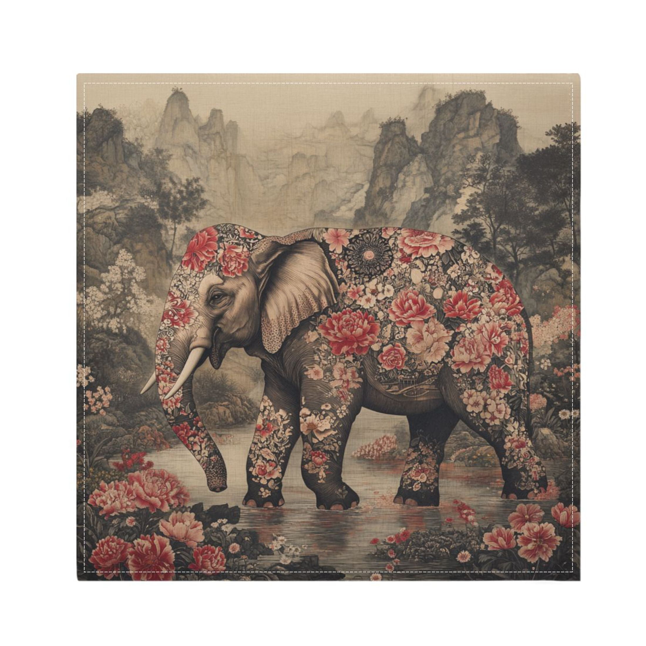 Satin Native Fab Cotton Dinner Napkin The Enchanted Elephant Reusable ...