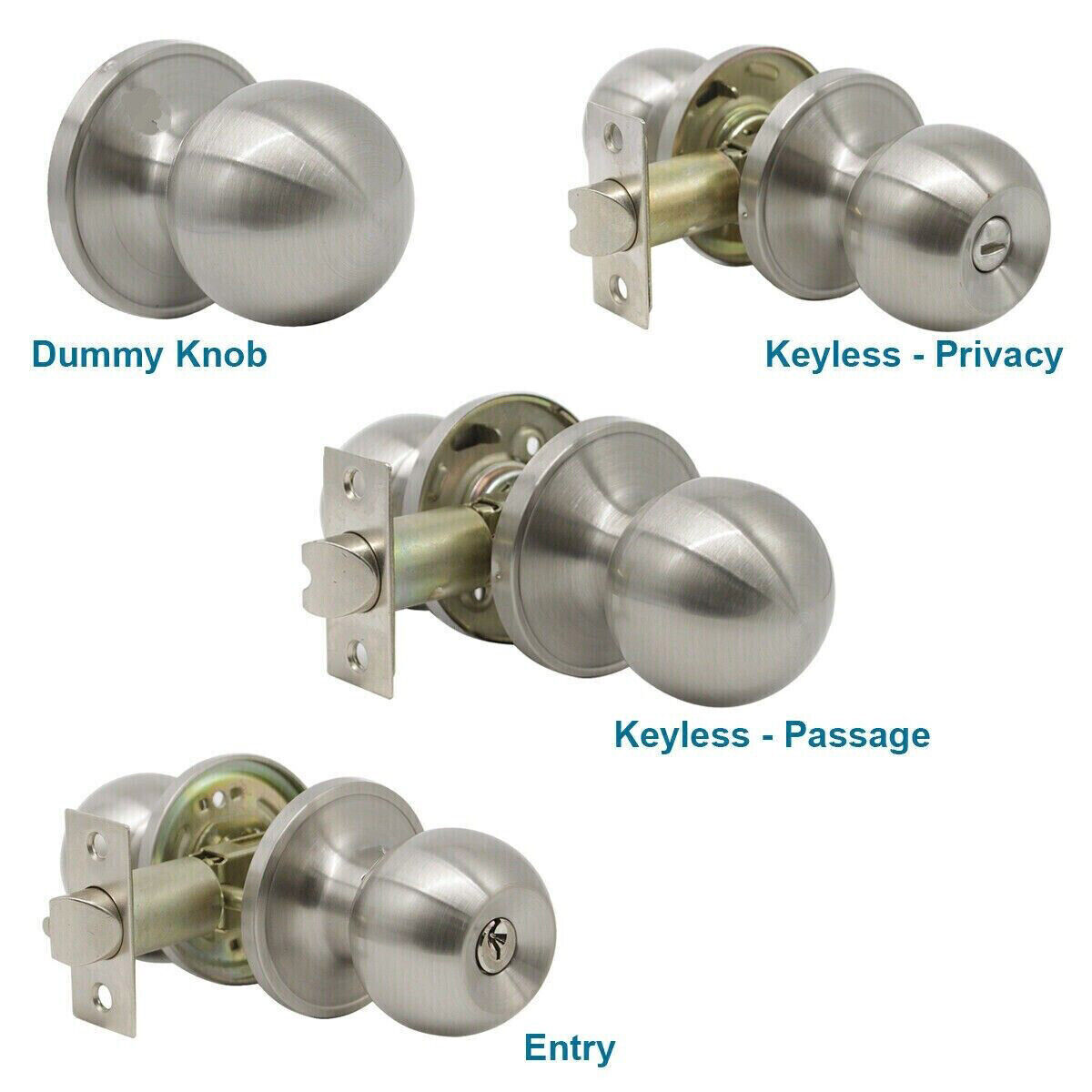 Satin Nickel Door Knob Handle Interior Keyed Entry Privacy Passage ...