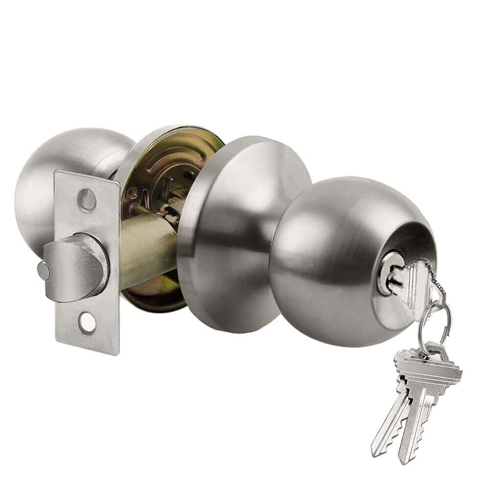 Satin Nickel Keyed Alike Entry Door Knob and Deadbolt Set, Stainless ...