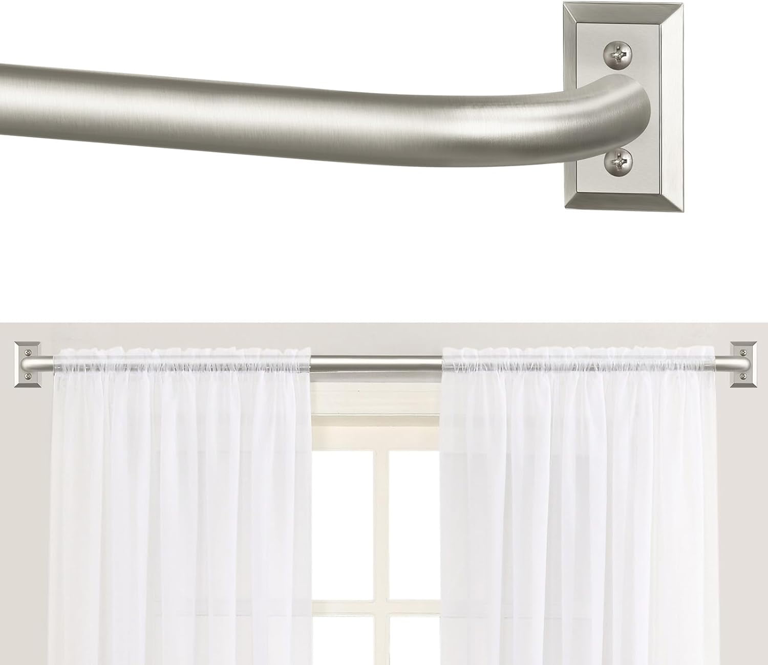 Satin Nickel Wrap Around Curtain Rods: Blackout Heavy Duty Adjustable ...