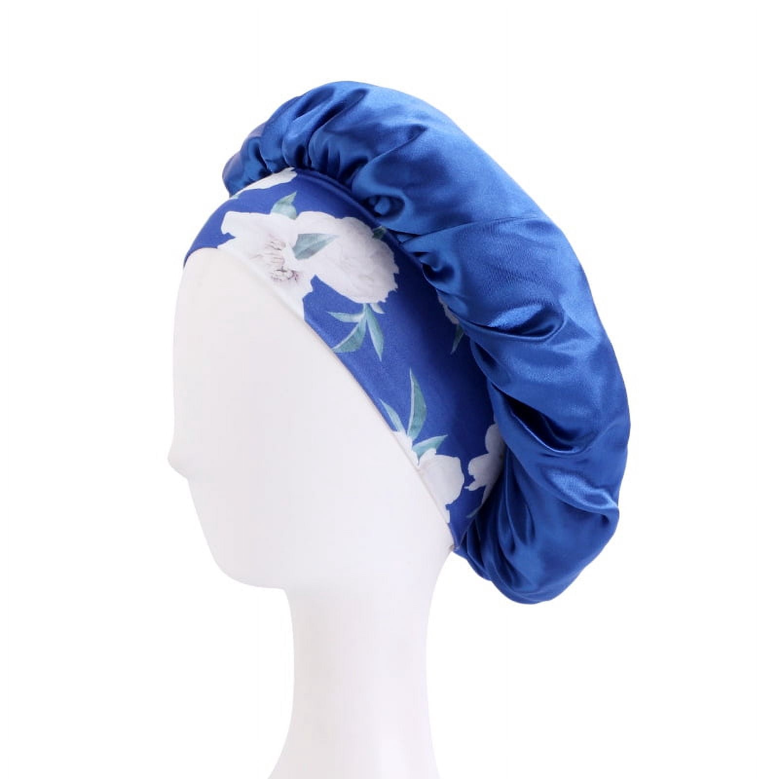 Satin Night Sleep Cap Hair Bonnet Hat Silk Head Cover Elastic Band Bath ...