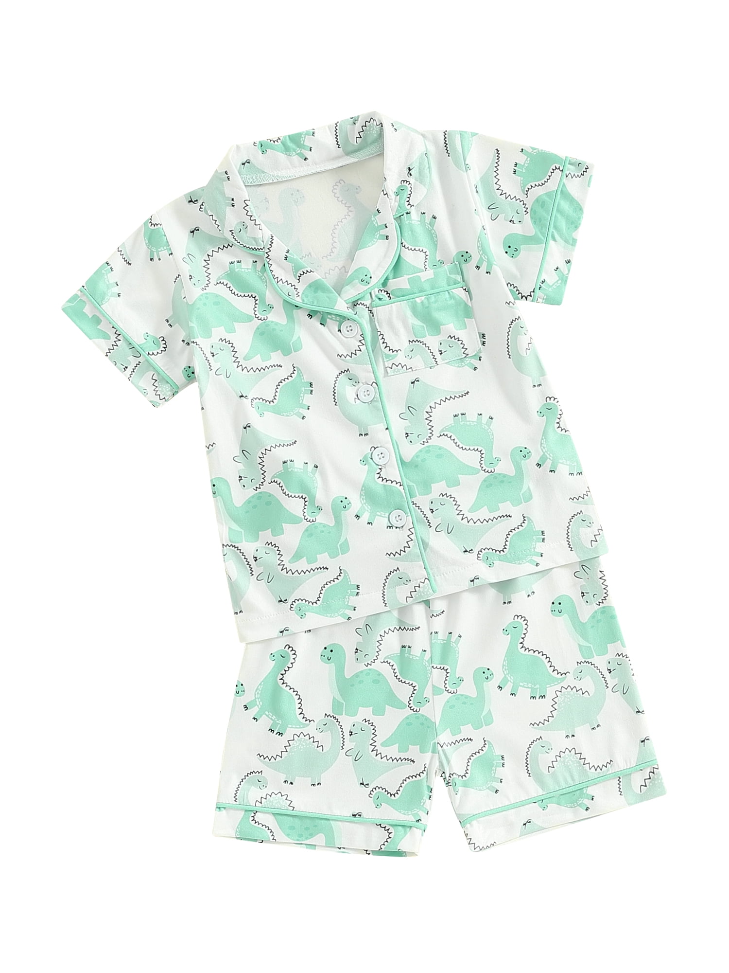 Satin Pajama Set for Kid Baby Girl Boy Button-up Tops Shorts Sleepwear ...