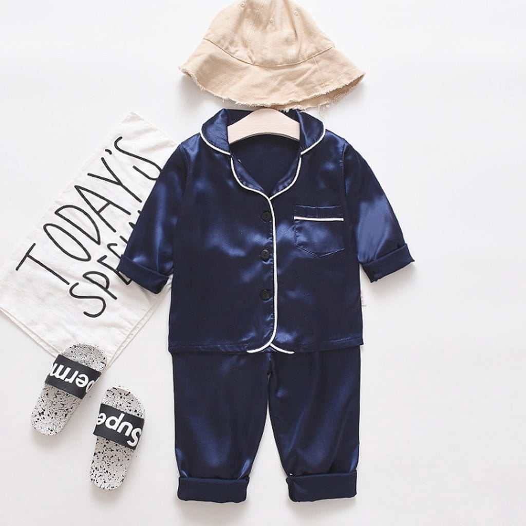 Satin Pajamas For Girls Girls Pajama Set Button Down Sleepwear With ...
