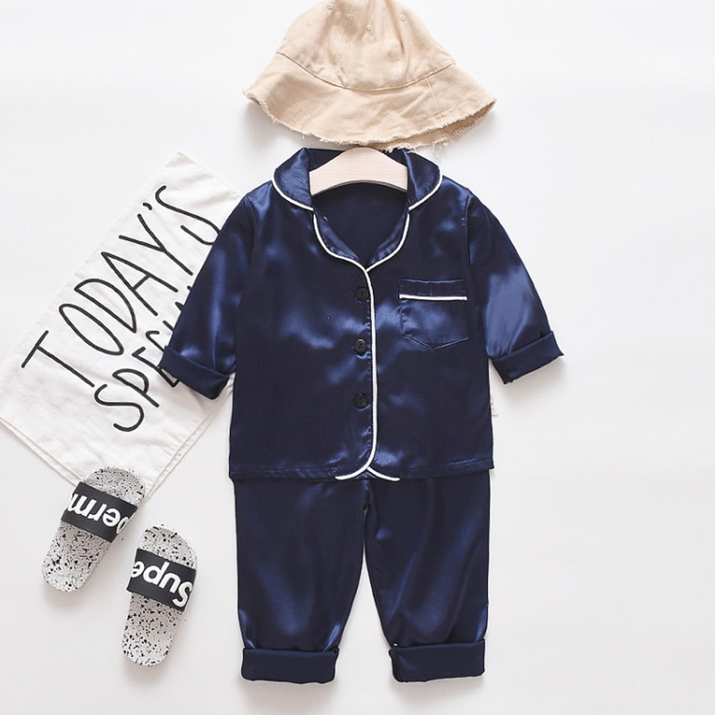 Satin Pajamas Kids Coat Style Girls' Pajama Sets Button-Up Pajamas ...