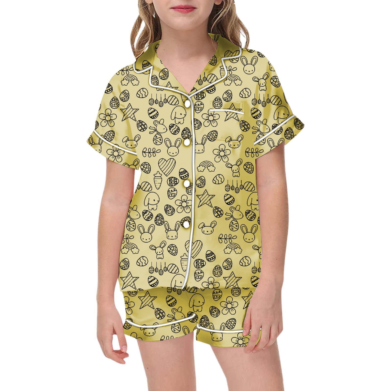 Satin Pajamas Kids Girls Boys Patterns Girls Summer Pajamas Short Kids ...