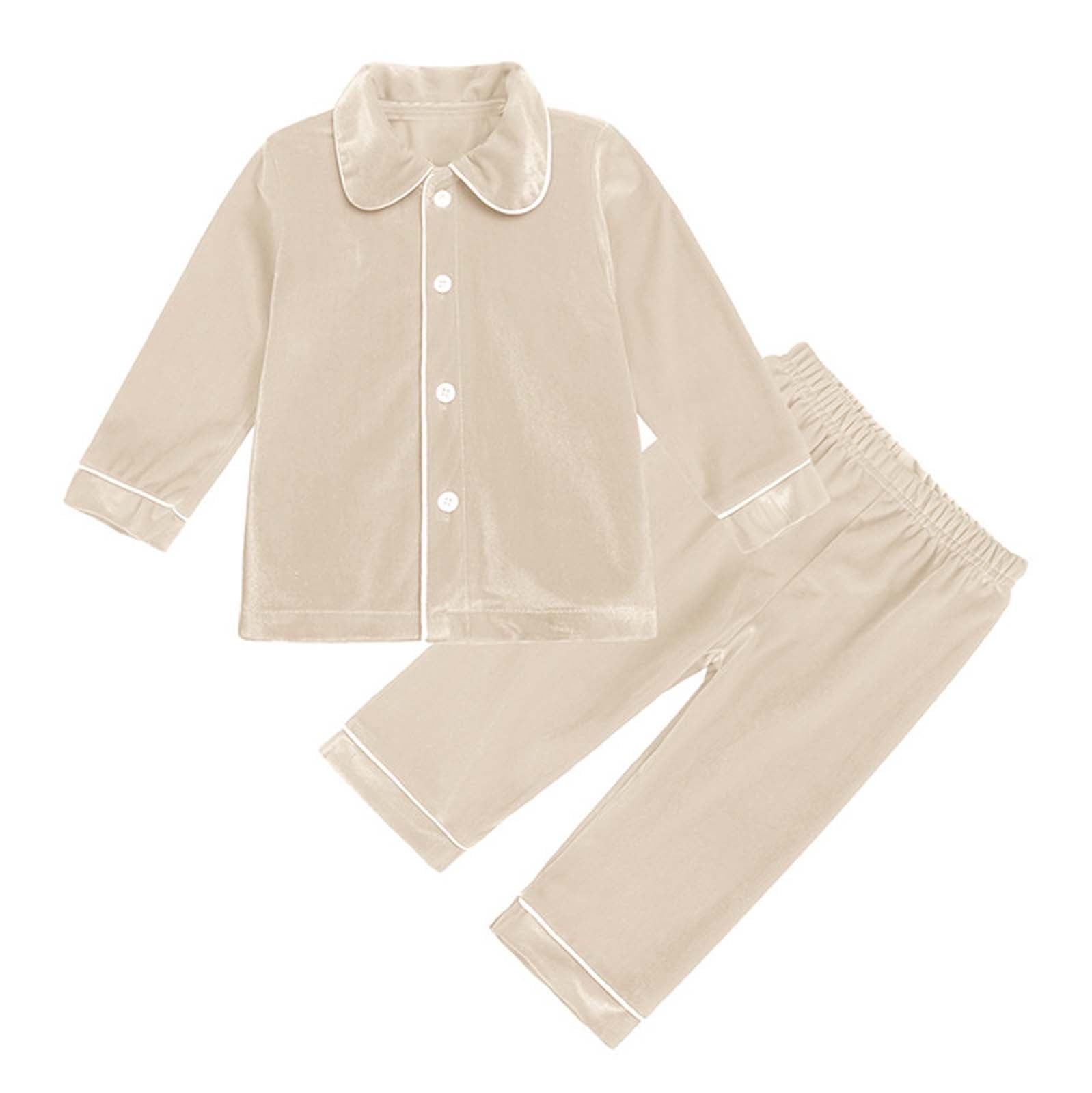 Kids Satin PJS Short Sleeve Button-Down Nightwear with Pants Summer PJS ...