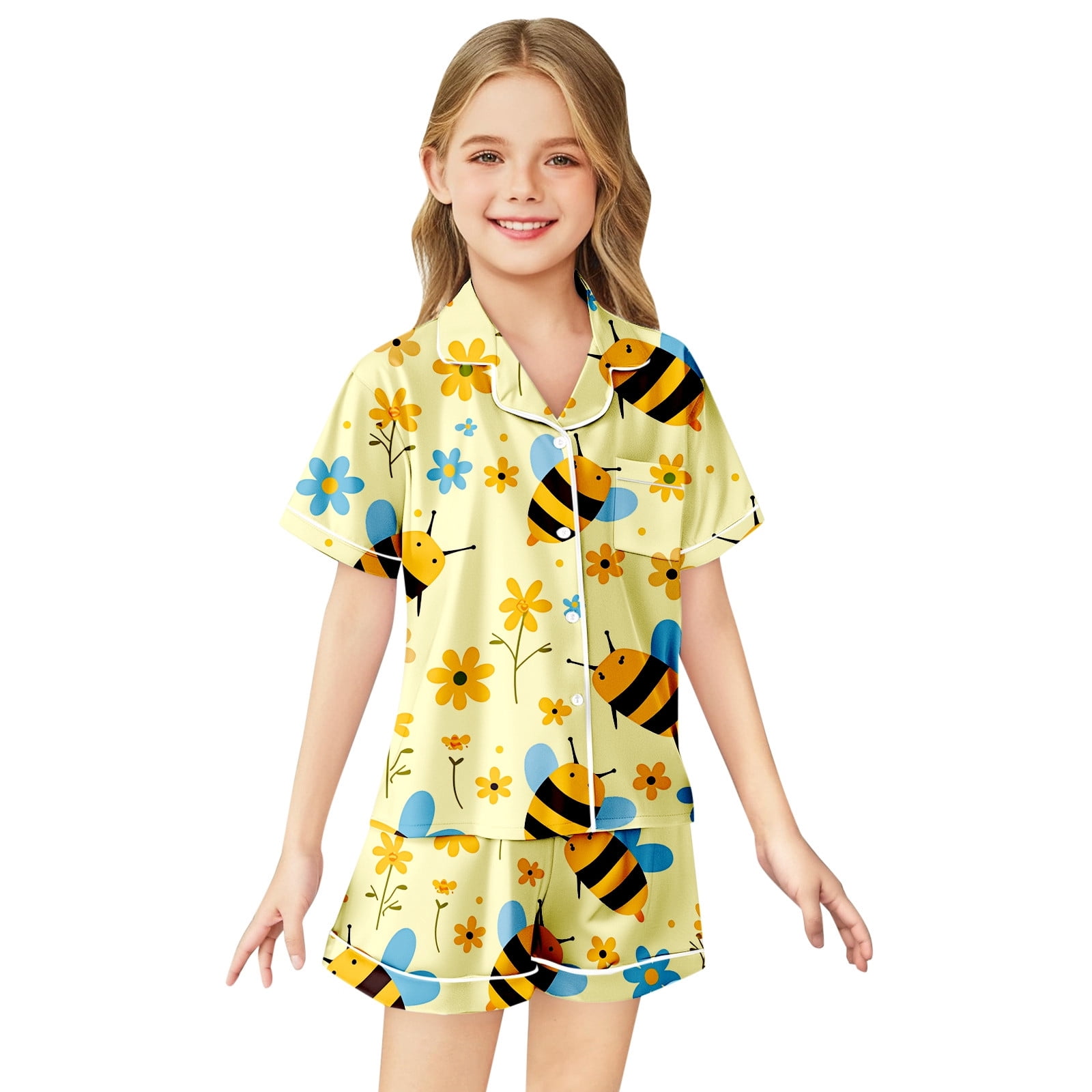 Satin Pajamas for Boys Summer Button Down Homewear Set Pajamas ...