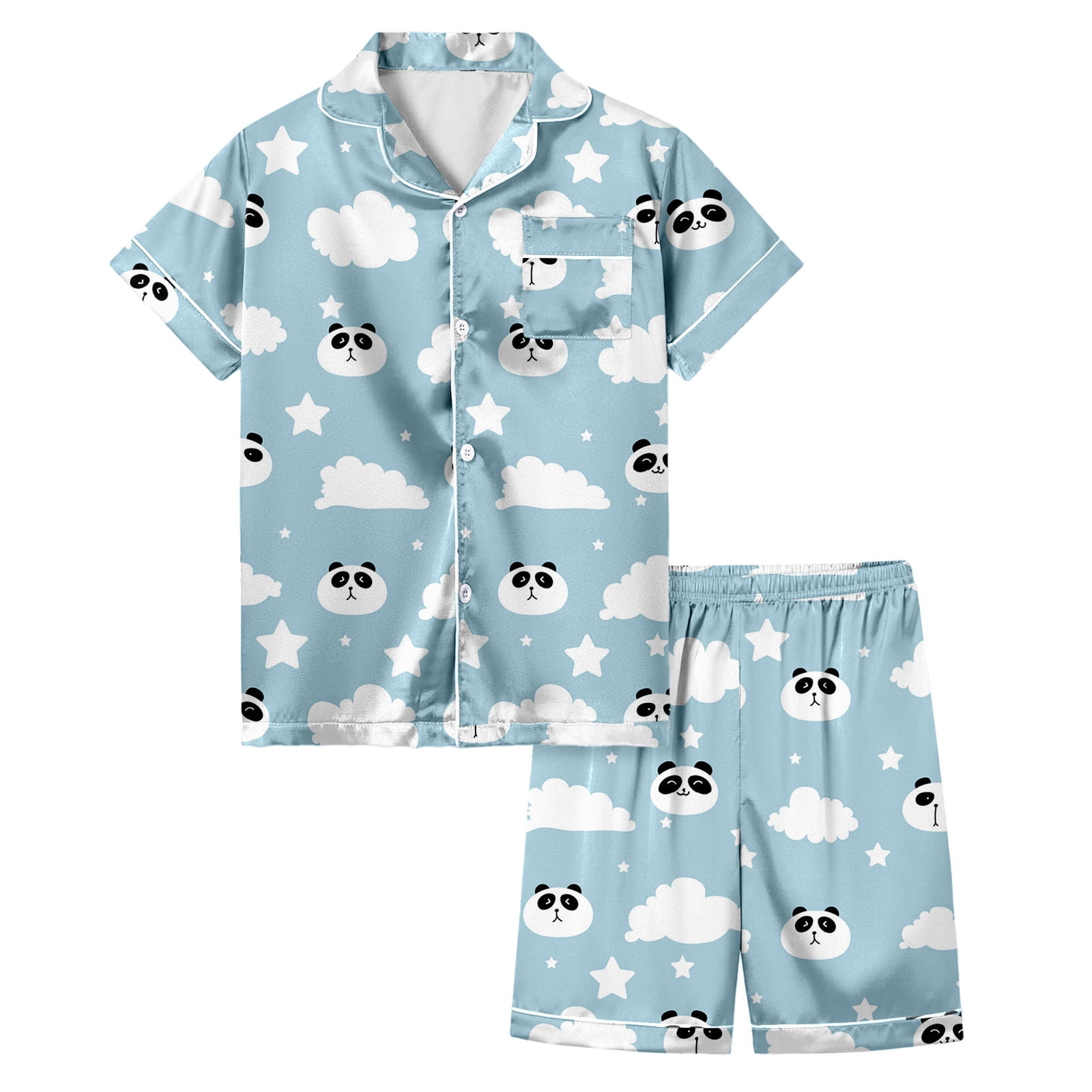 Satin Pajamas for Girls 4t Button Top Short Sleeve Pjs Silk Tops and ...