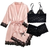 Satin Pajamas for Women, PUTUO Womens Lingerie Floral Lace Trim Cami ...