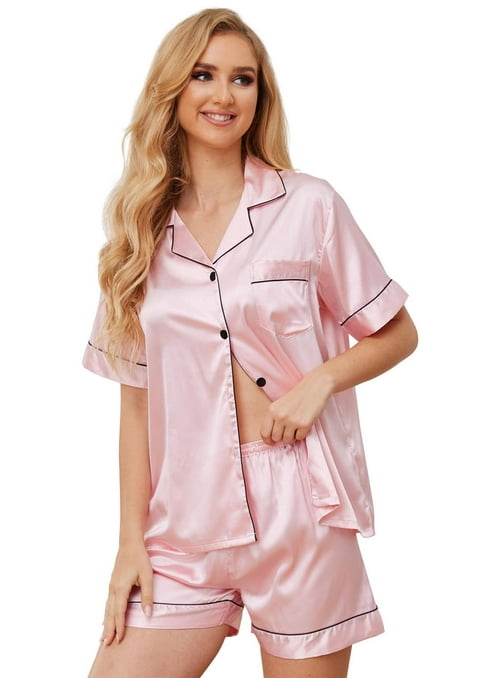 2 Piece Womens Pajama Sets - Traditional vintage navyblue print Soft ...