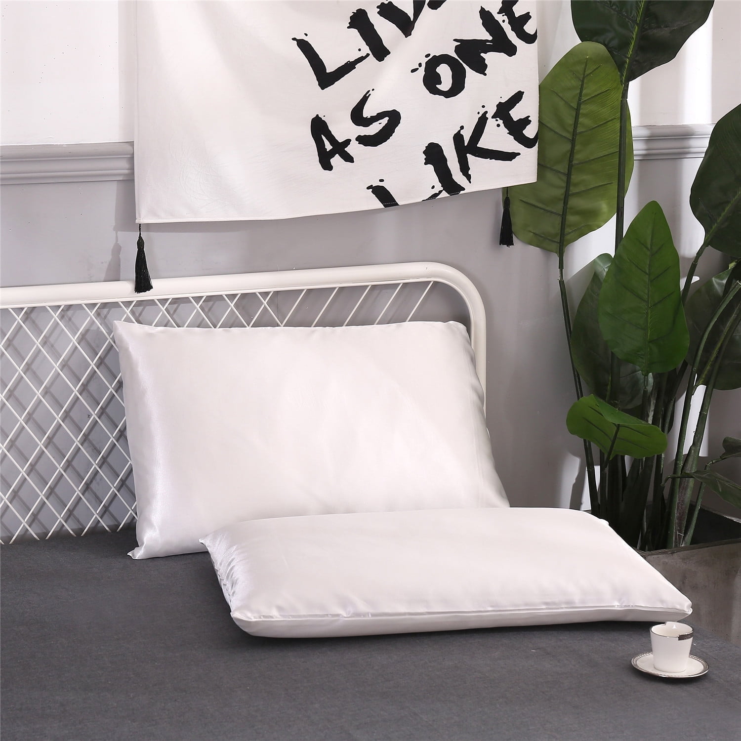 Satin Pillow Case, 2 Pack Polyester king Pillowcase for Hair and Skin ...