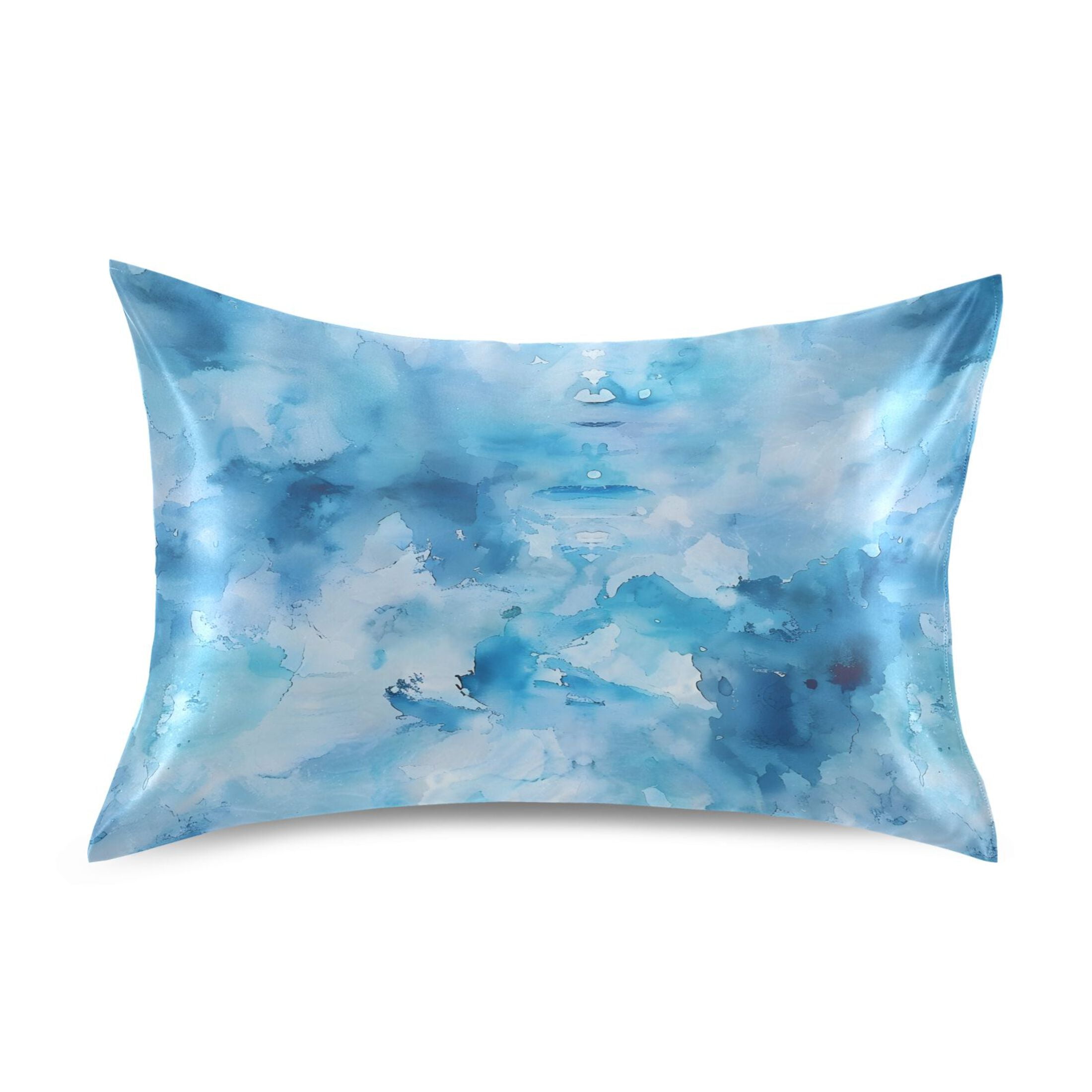 Satin Pillow Case Abstract Blue Splashes Standard Silk Pillow Cover for ...