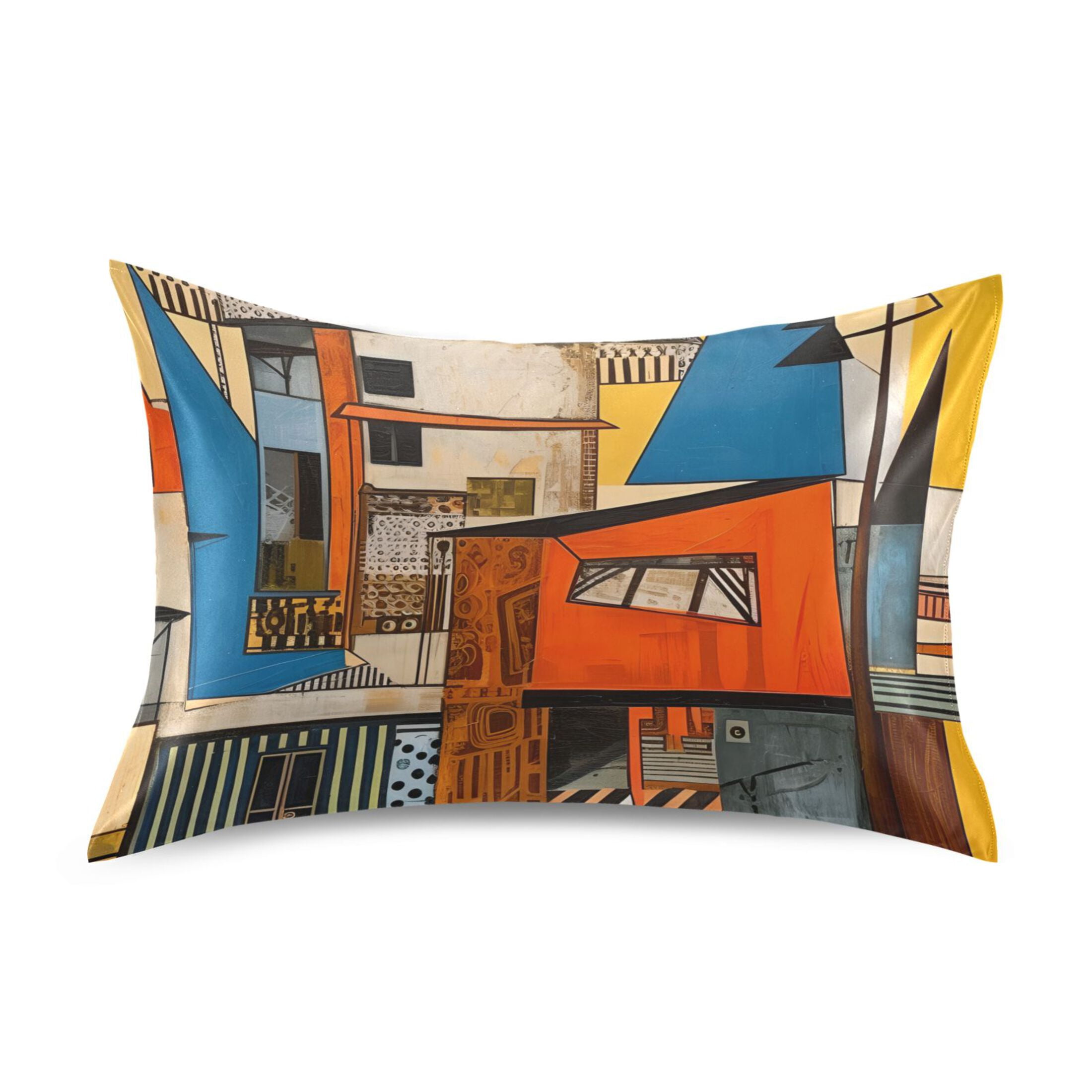 Satin Pillow Case Abstract Modern House Queen Silk Pillow Cover for ...