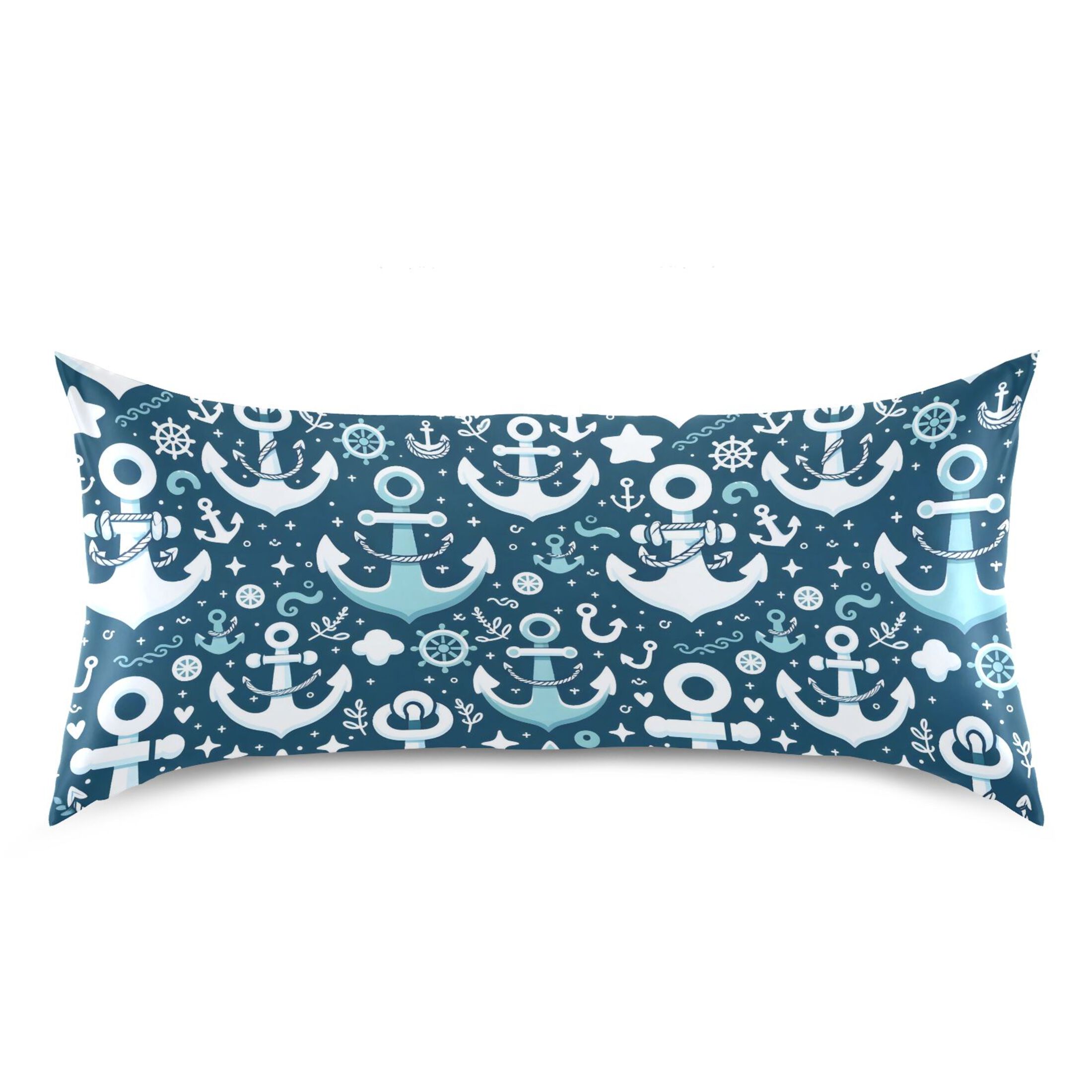 Satin Pillow Case Anchor Star Rudder Heart King Silk Pillow Cover for ...