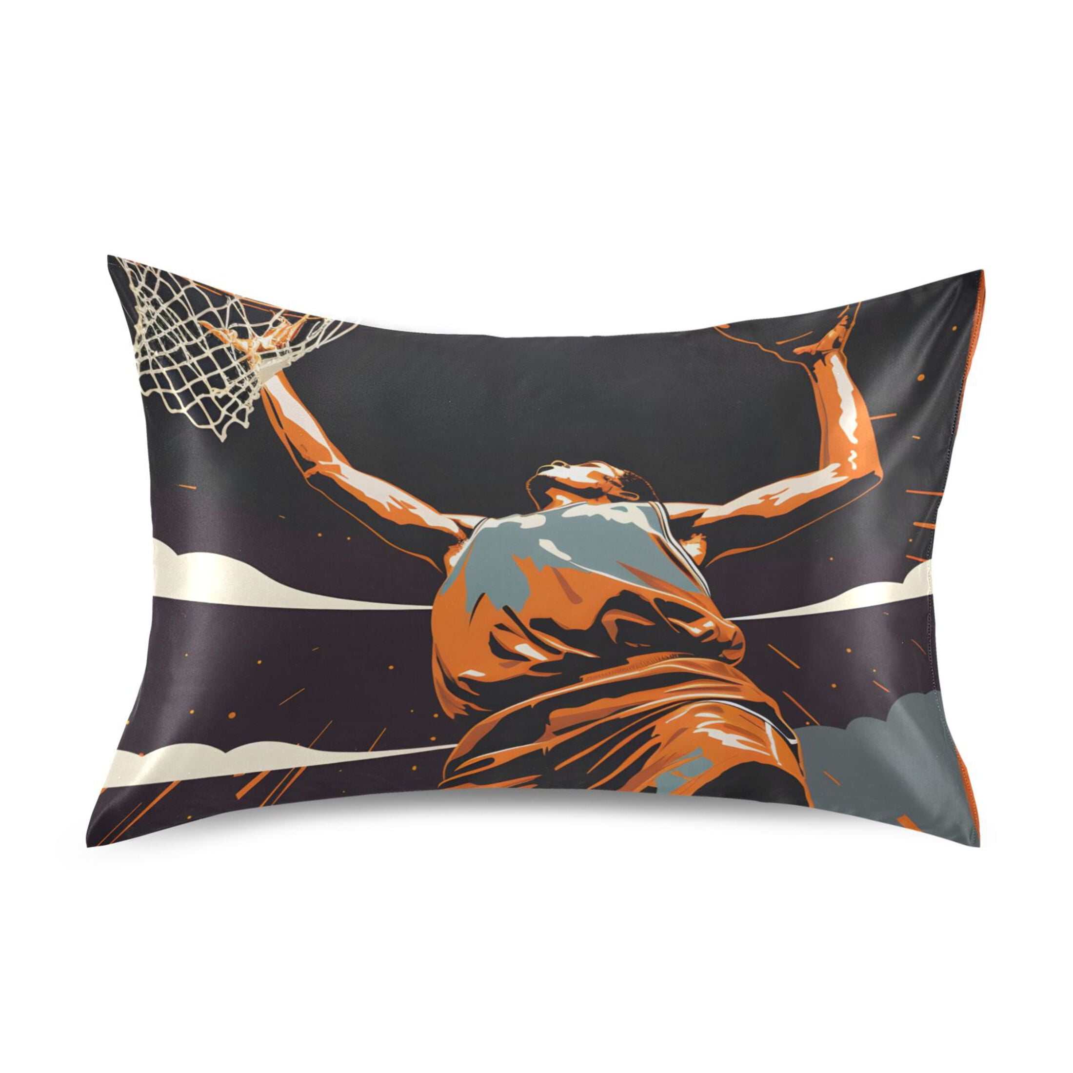 Satin Pillow Case Basketball Player in Action Queen Silk Pillow Cover ...