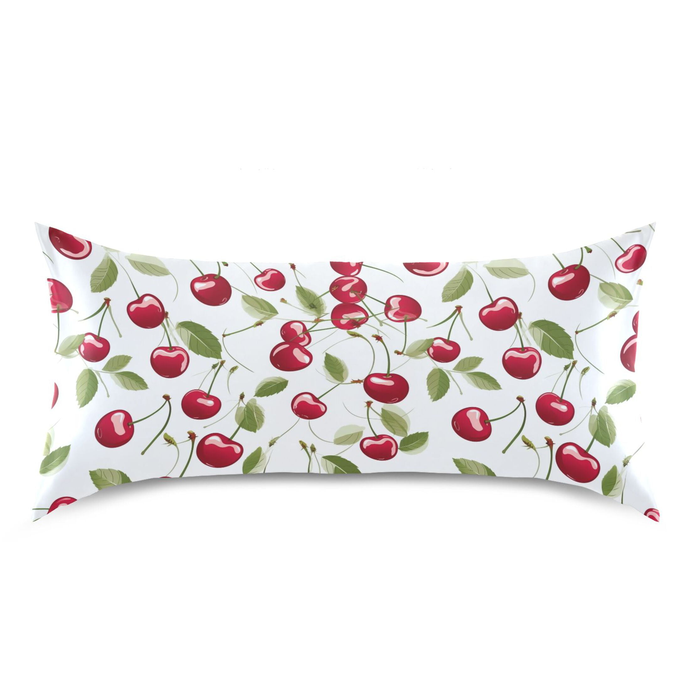 Satin Pillow Case Beautiful Cherry Fruits King Silk Pillow Cover for ...