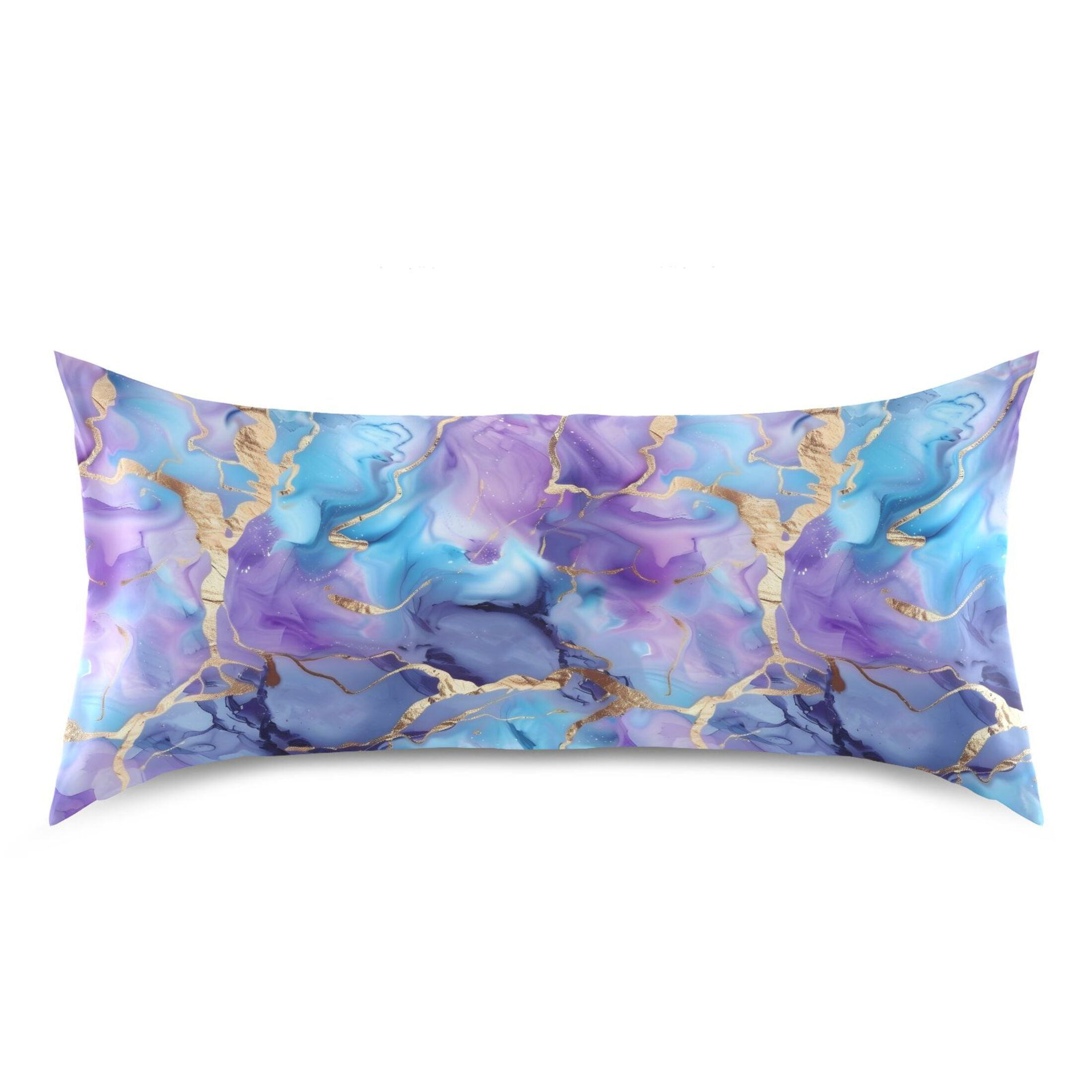 Satin Pillow Case Blue Purple Marble King Silk Pillow Cover for Hair ...