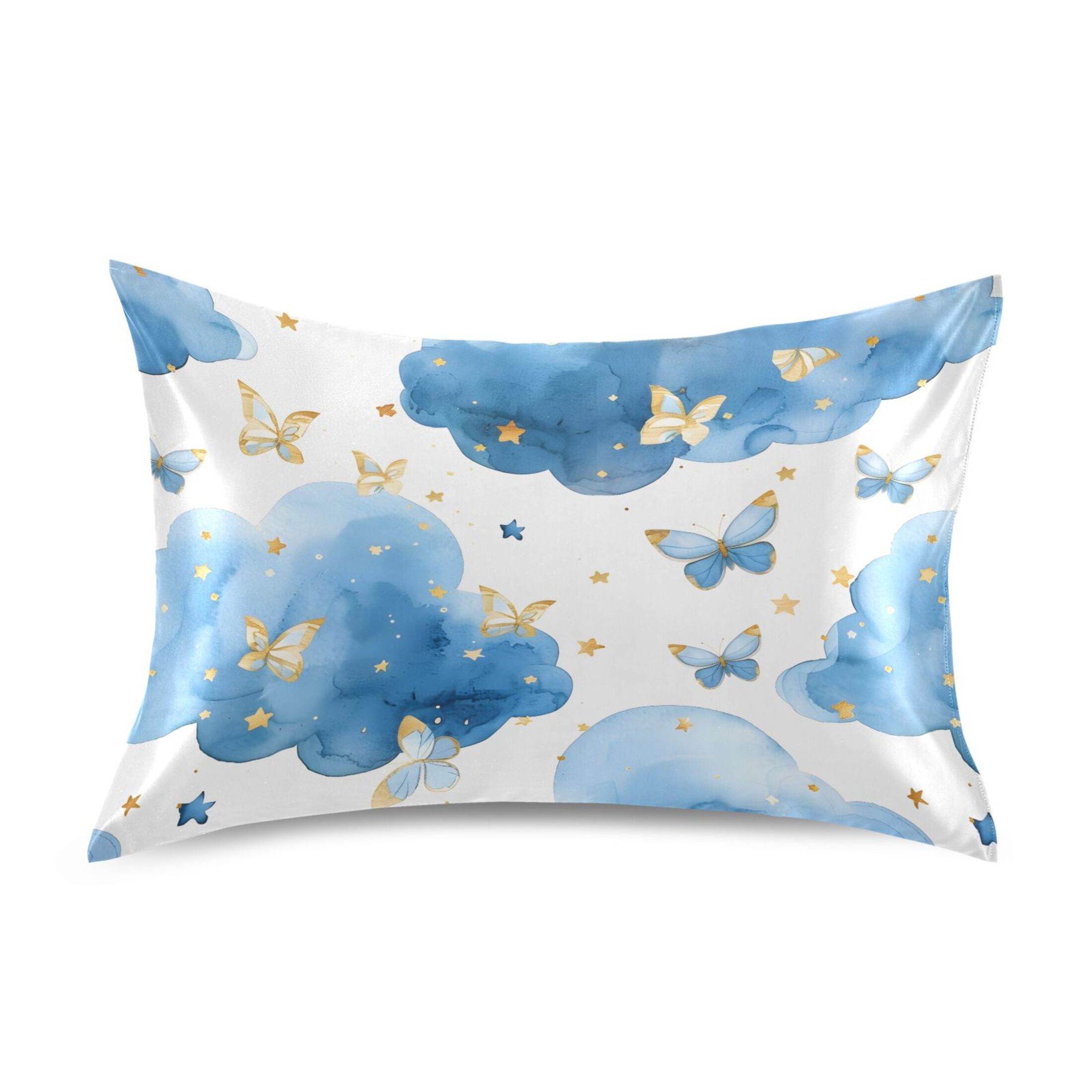 Satin Pillow Case Butterflies and Cloud Standard Silk Pillow Cover for ...