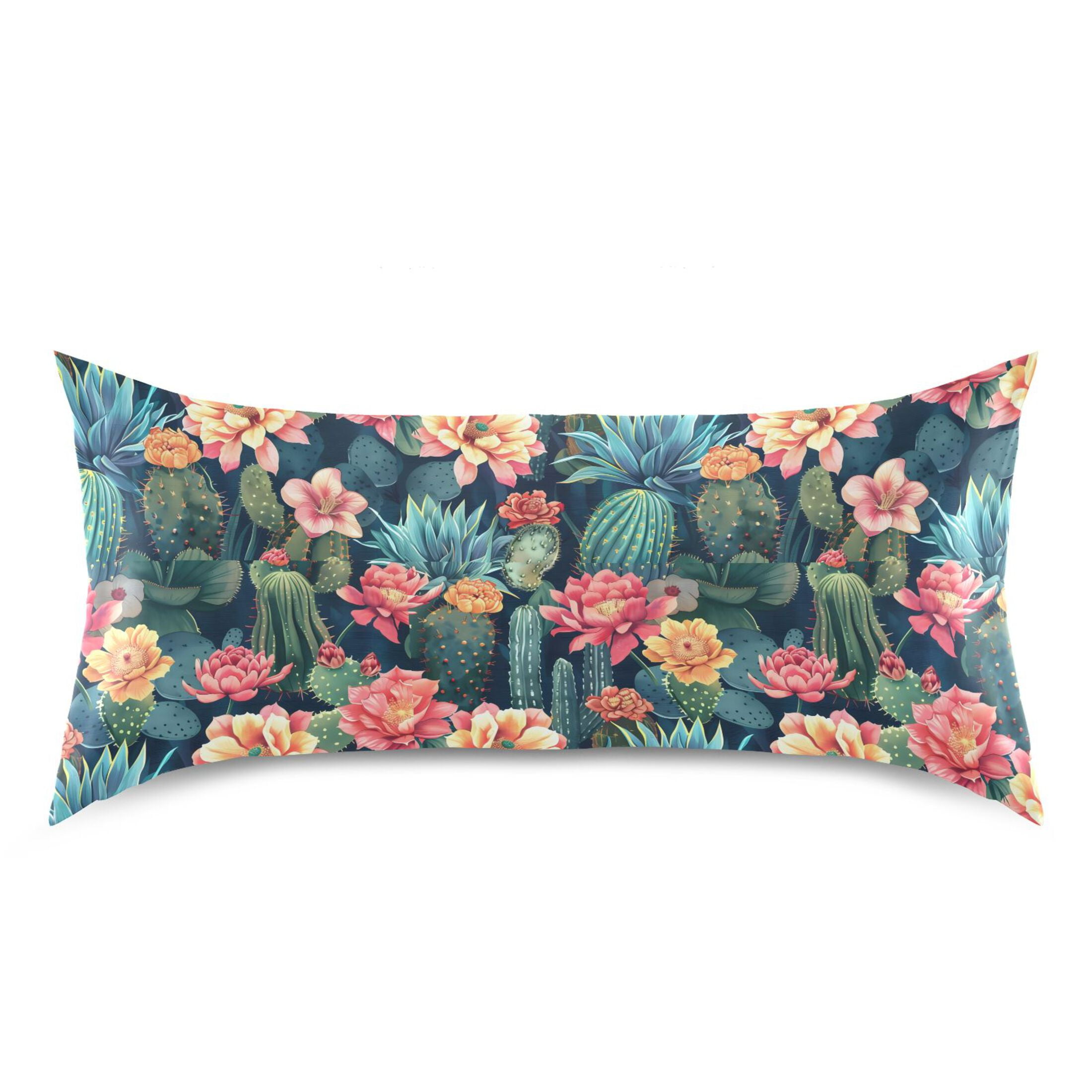 Satin Pillow Case Cactus and Flower King Silk Pillow Cover for Hair and ...