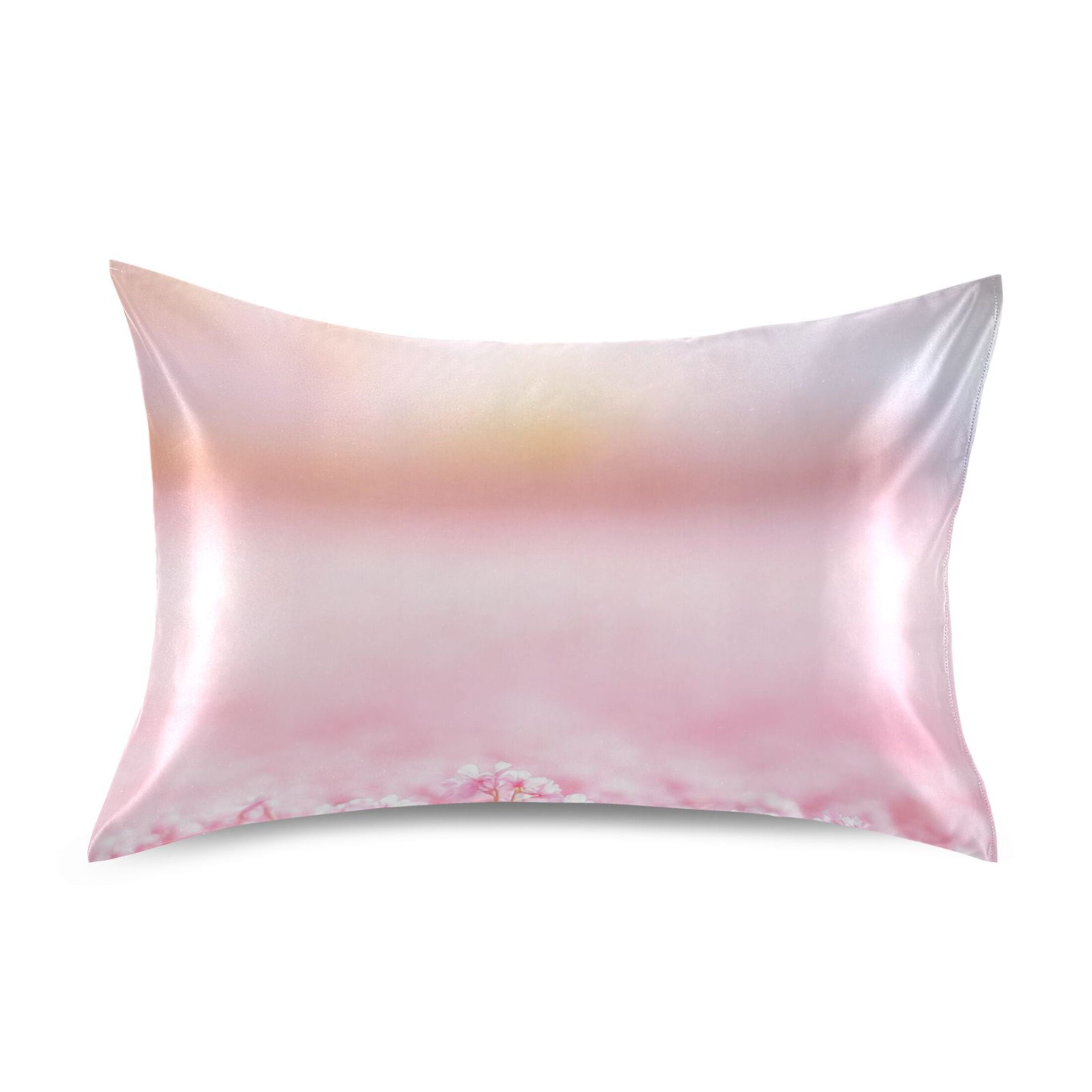 Satin Pillow Case Cherry Blossoms Fall on Ground Standard Silk Pillow ...