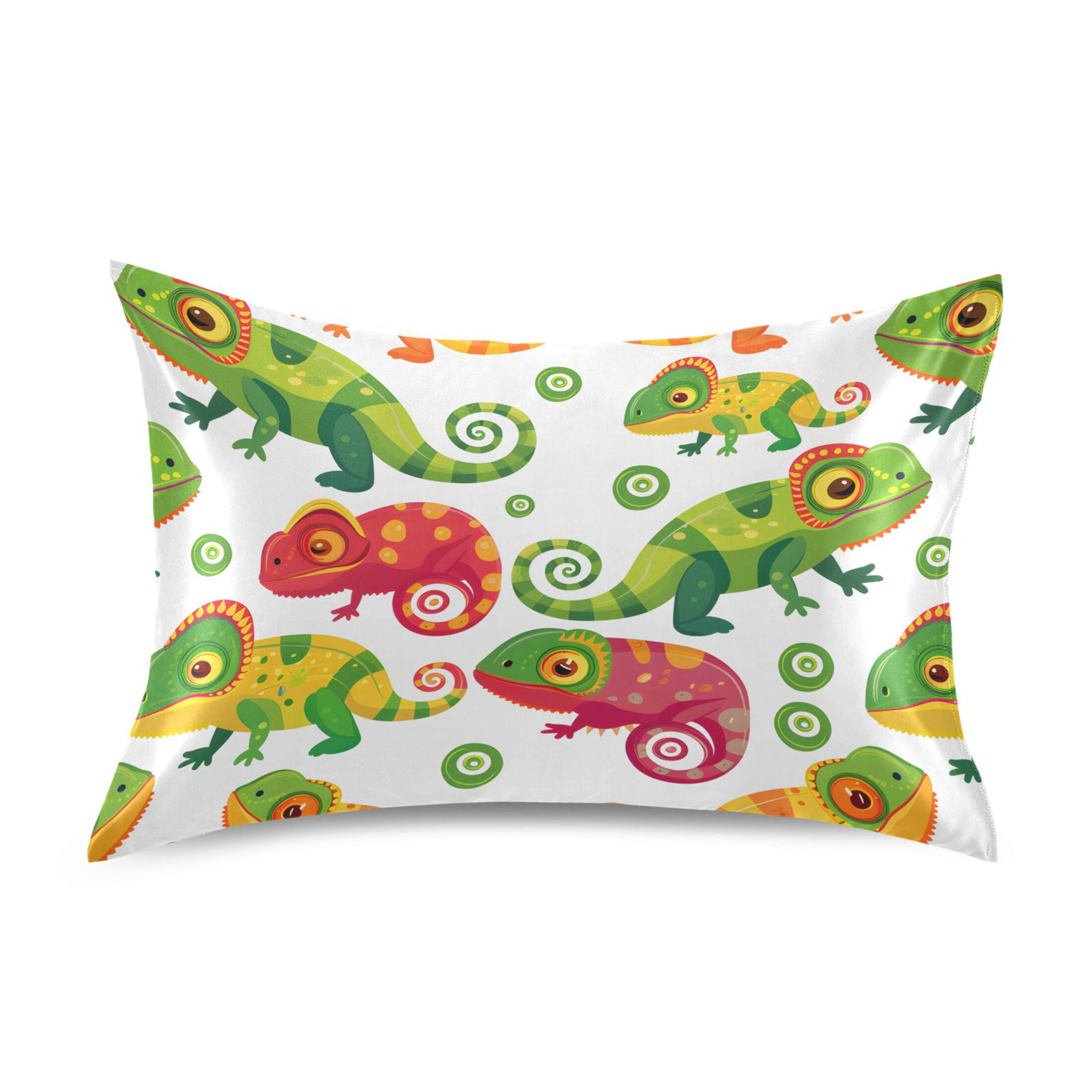 Satin Pillow Case Colorful Chameleon Queen Silk Pillow Cover for Hair ...