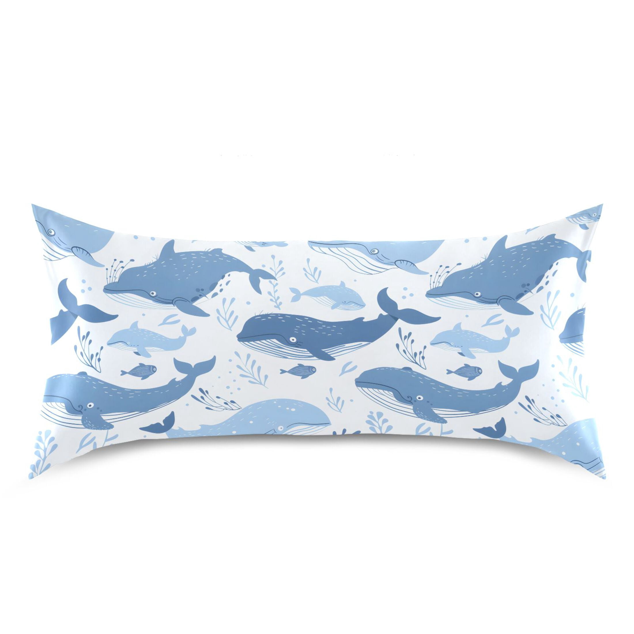 Satin Pillow Case Different Whales and Leaf King Silk Pillow Cover for ...
