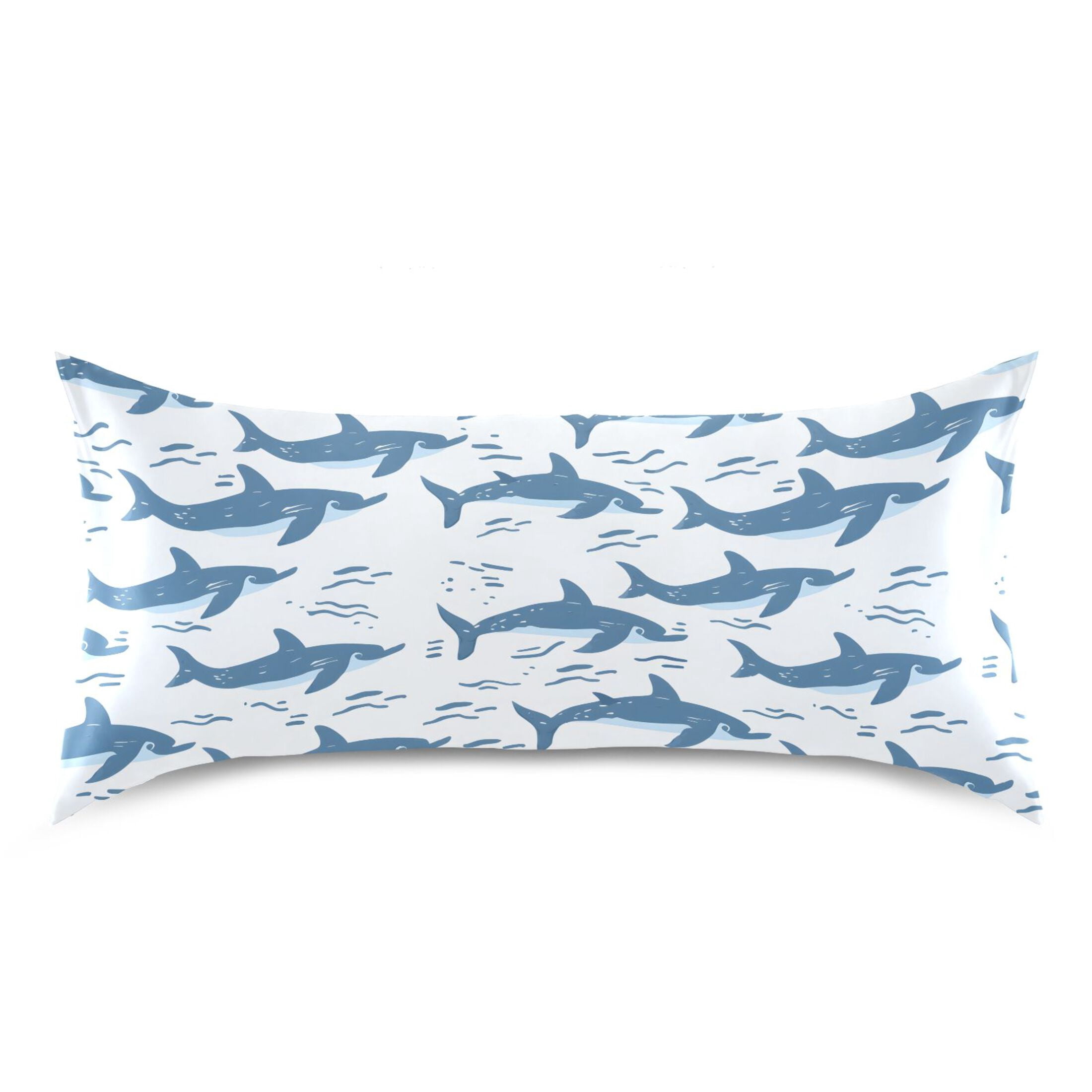 Satin Pillow Case Dolphin Swimming King Silk Pillow Cover for Hair and ...
