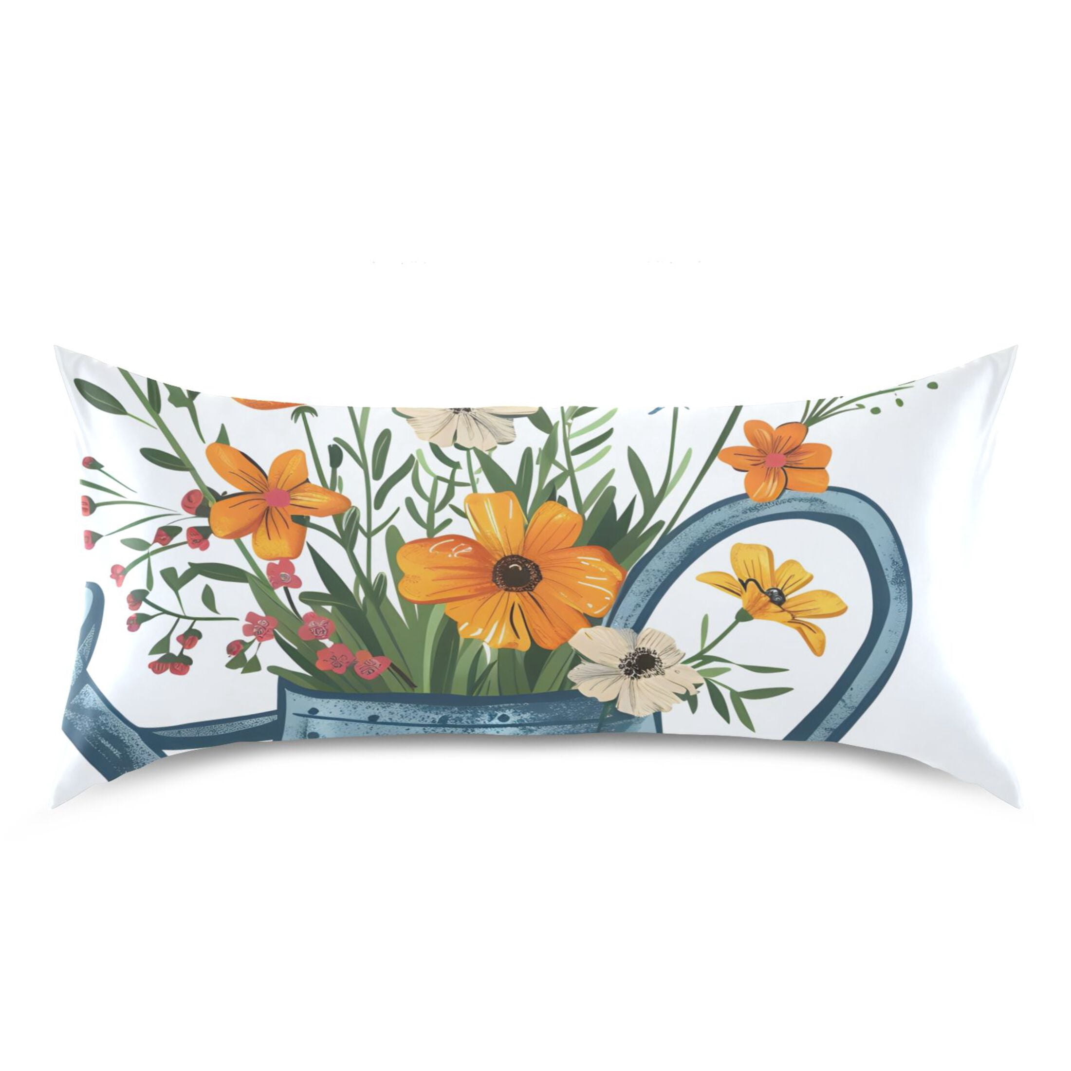 Satin Pillow Case Flowers in Kettle King Silk Pillow Cover for Hair and ...