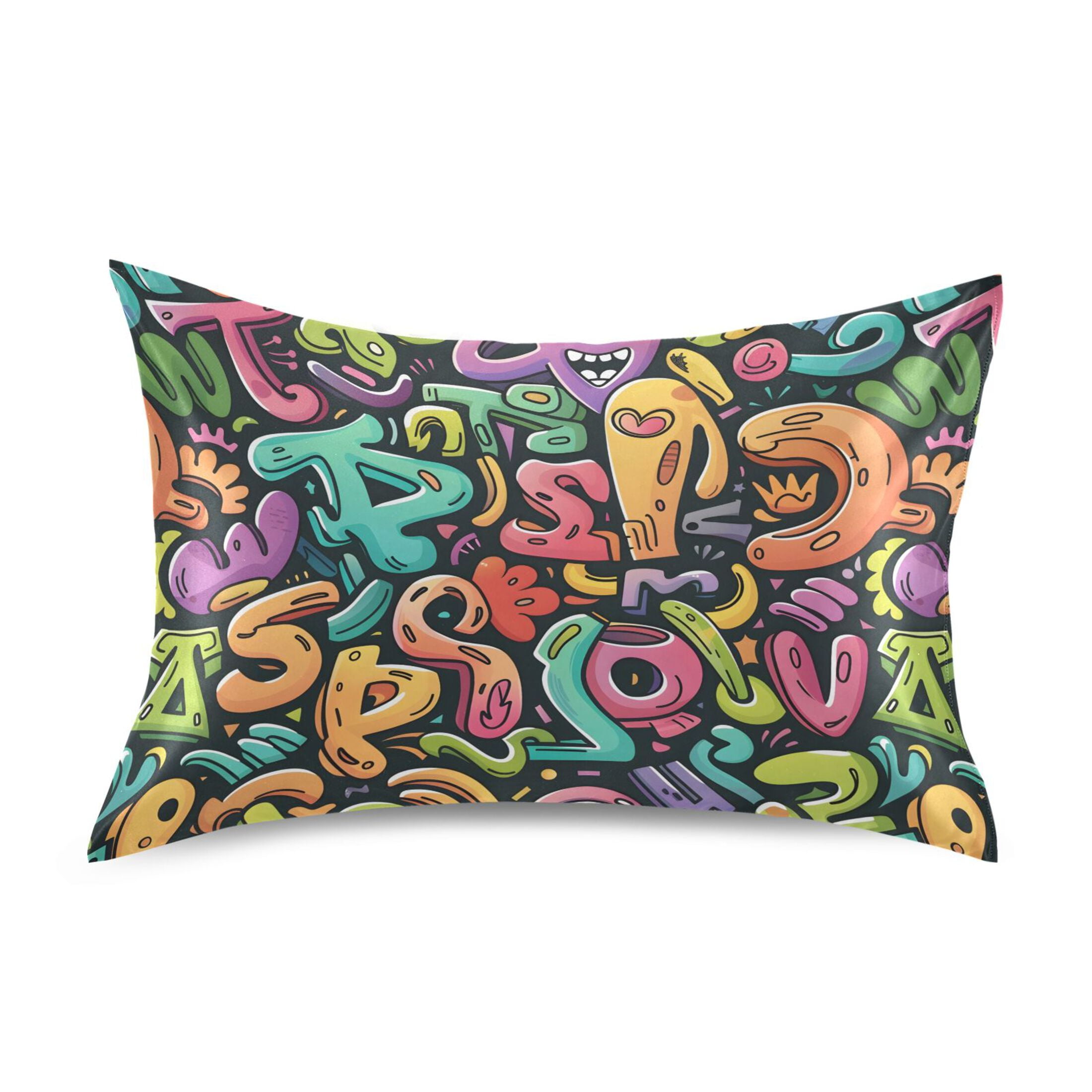 Satin Pillow Case Funny Characters Queen Silk Pillow Cover for Hair and ...