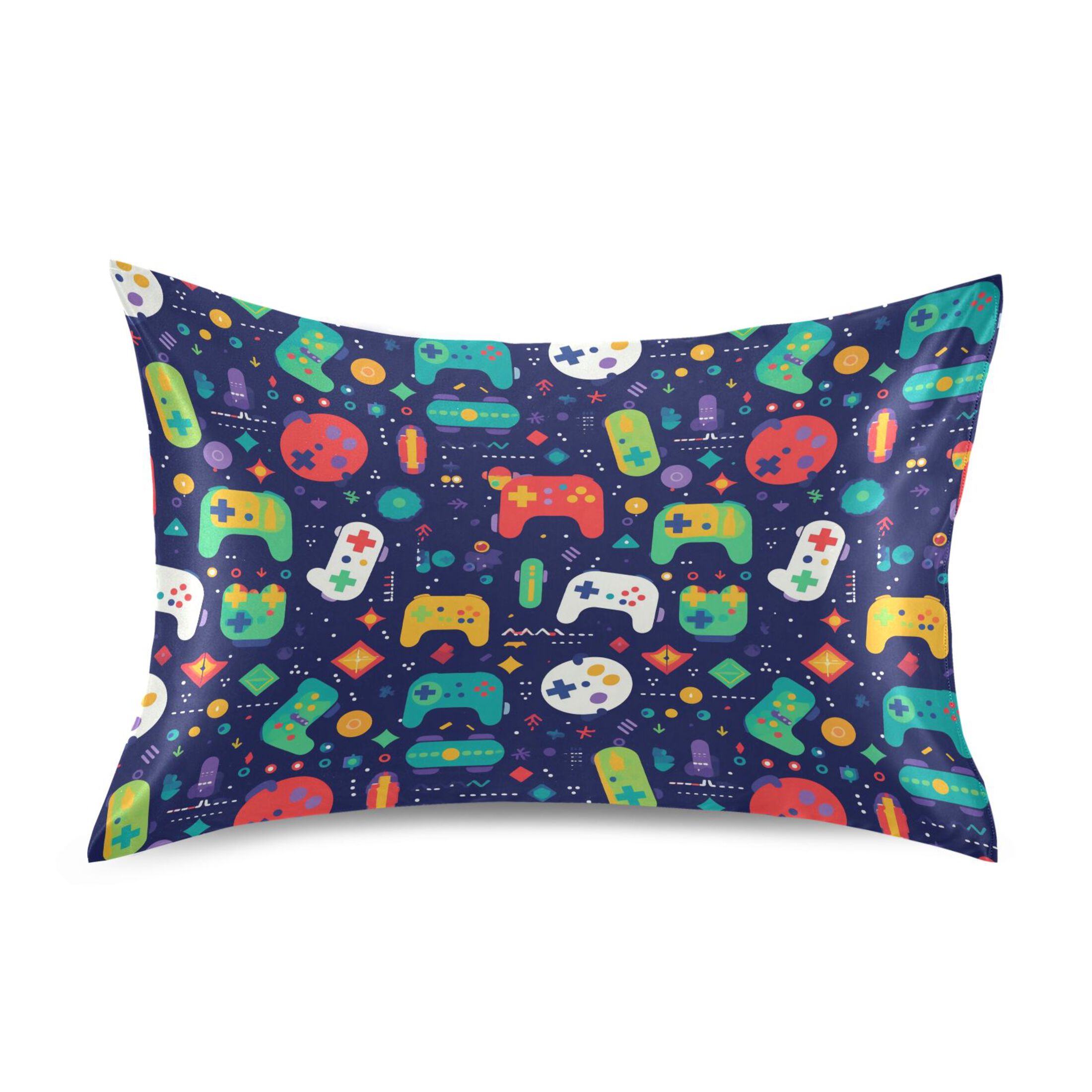Satin Pillow Case Games Consoles Queen Silk Pillow Cover for Hair and ...