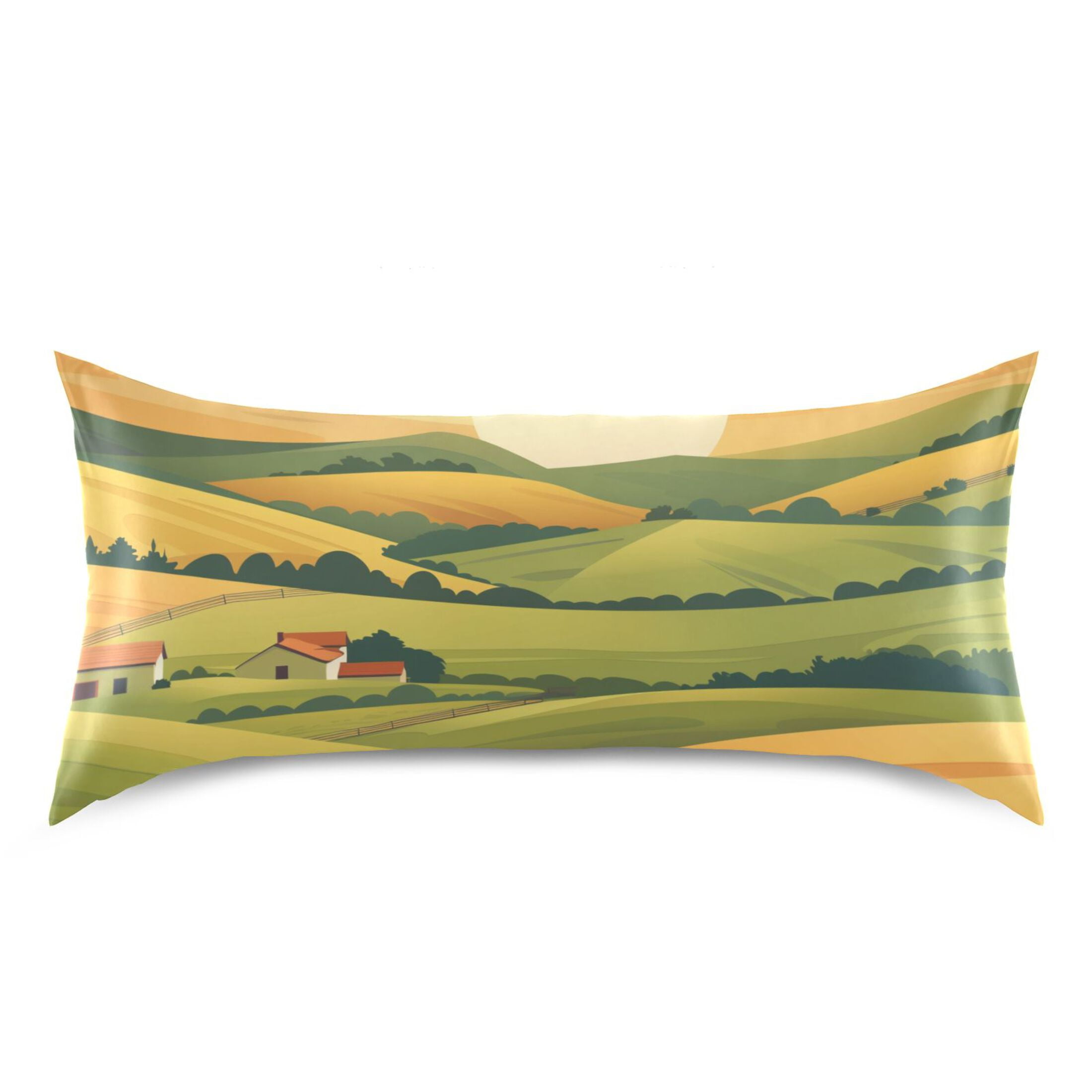 Satin Pillow Case Golden Wheat Fields King Silk Pillow Cover for Hair ...
