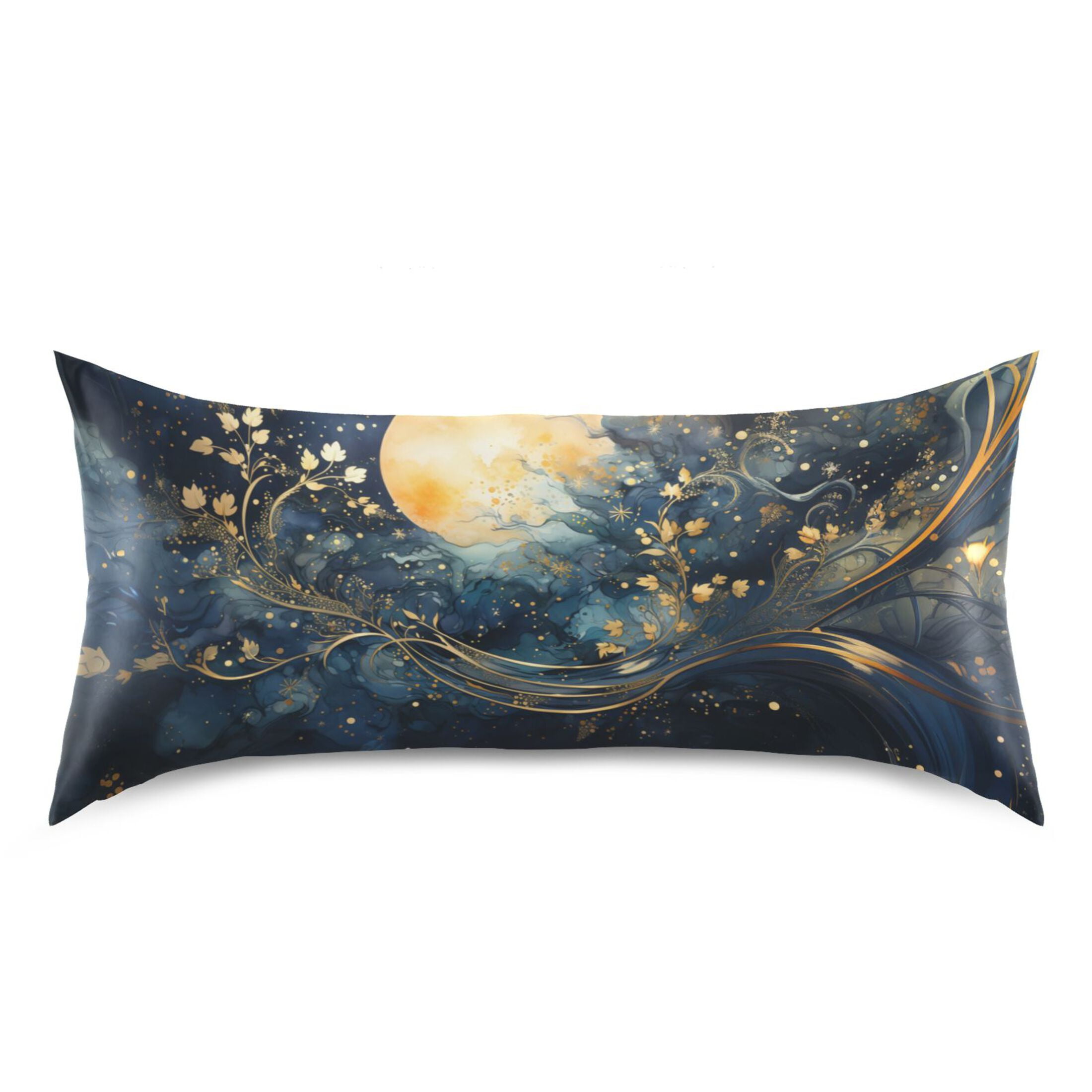 Satin Pillow Case Moon Tree Starry Sky King Silk Pillow Cover for Hair ...