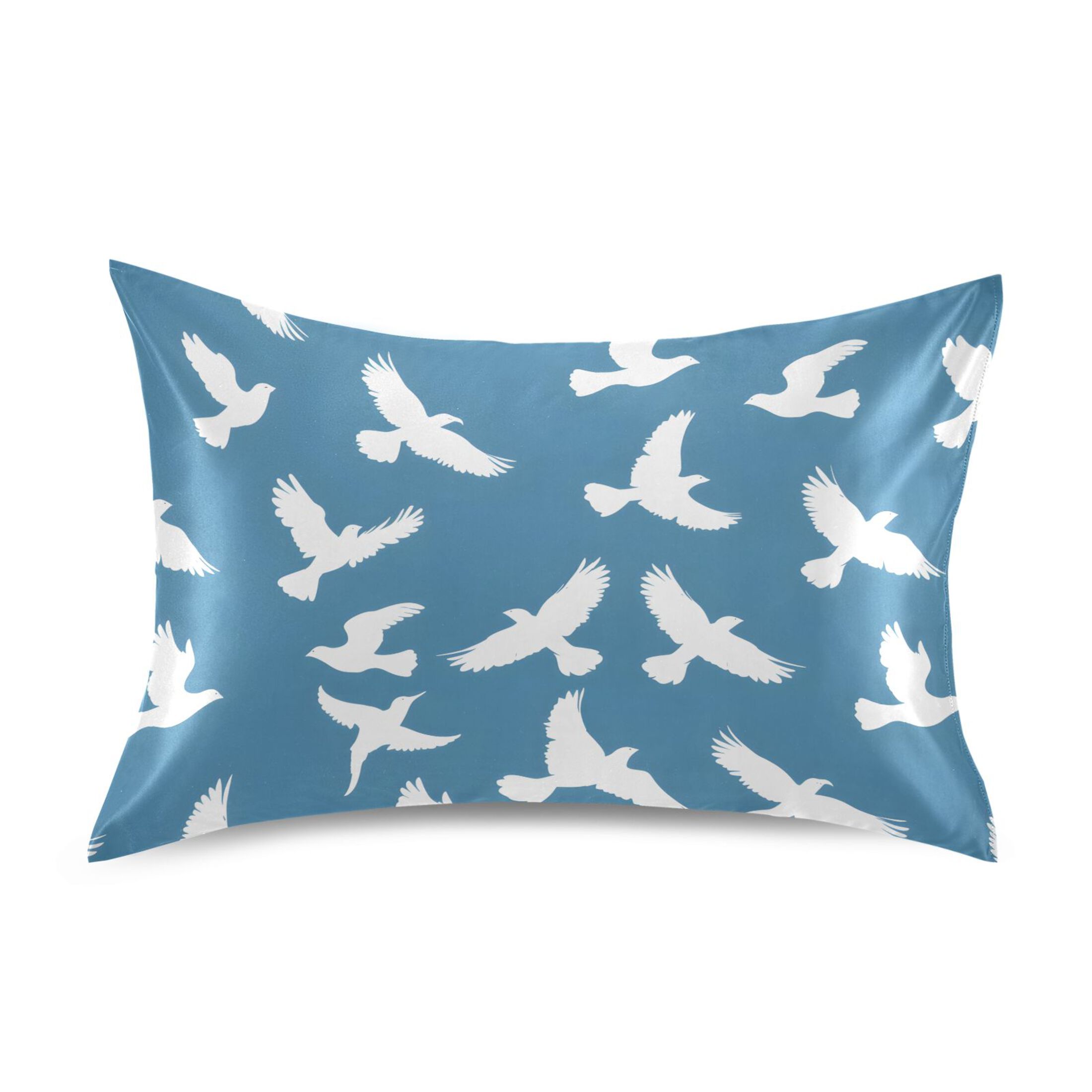 Satin Pillow Case Pigeon Silhouette Standard Silk Pillow Cover for Hair ...