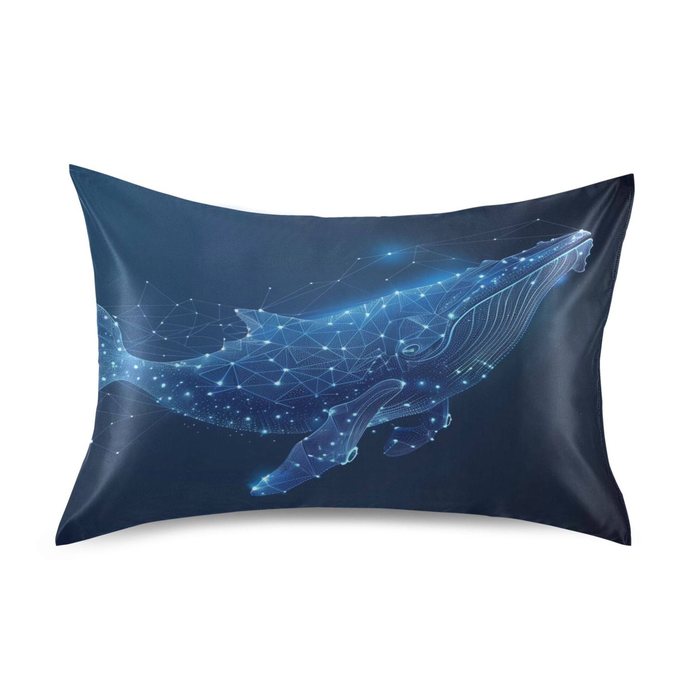 Satin Pillow Case Polygons Blue Whale Standard Silk Pillow Cover for ...