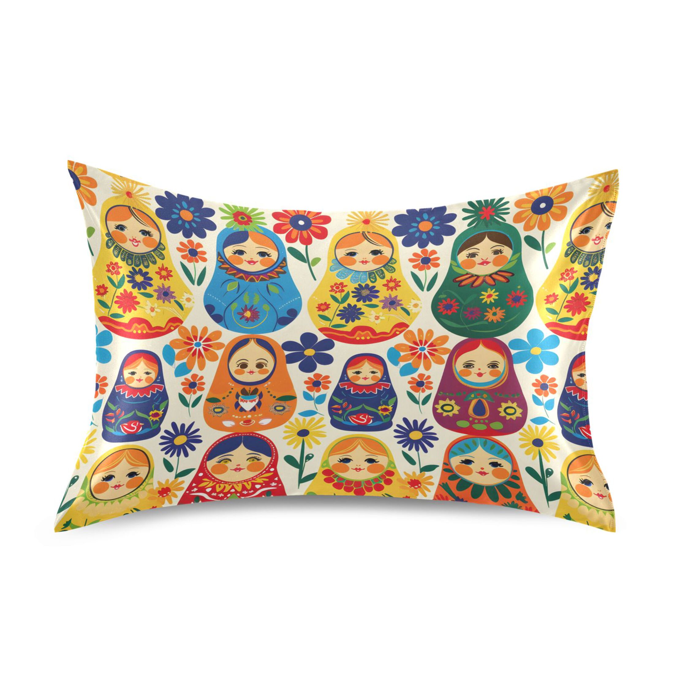 Satin Pillow Case Russian Matryoshka Queen Silk Pillow Cover for Hair ...