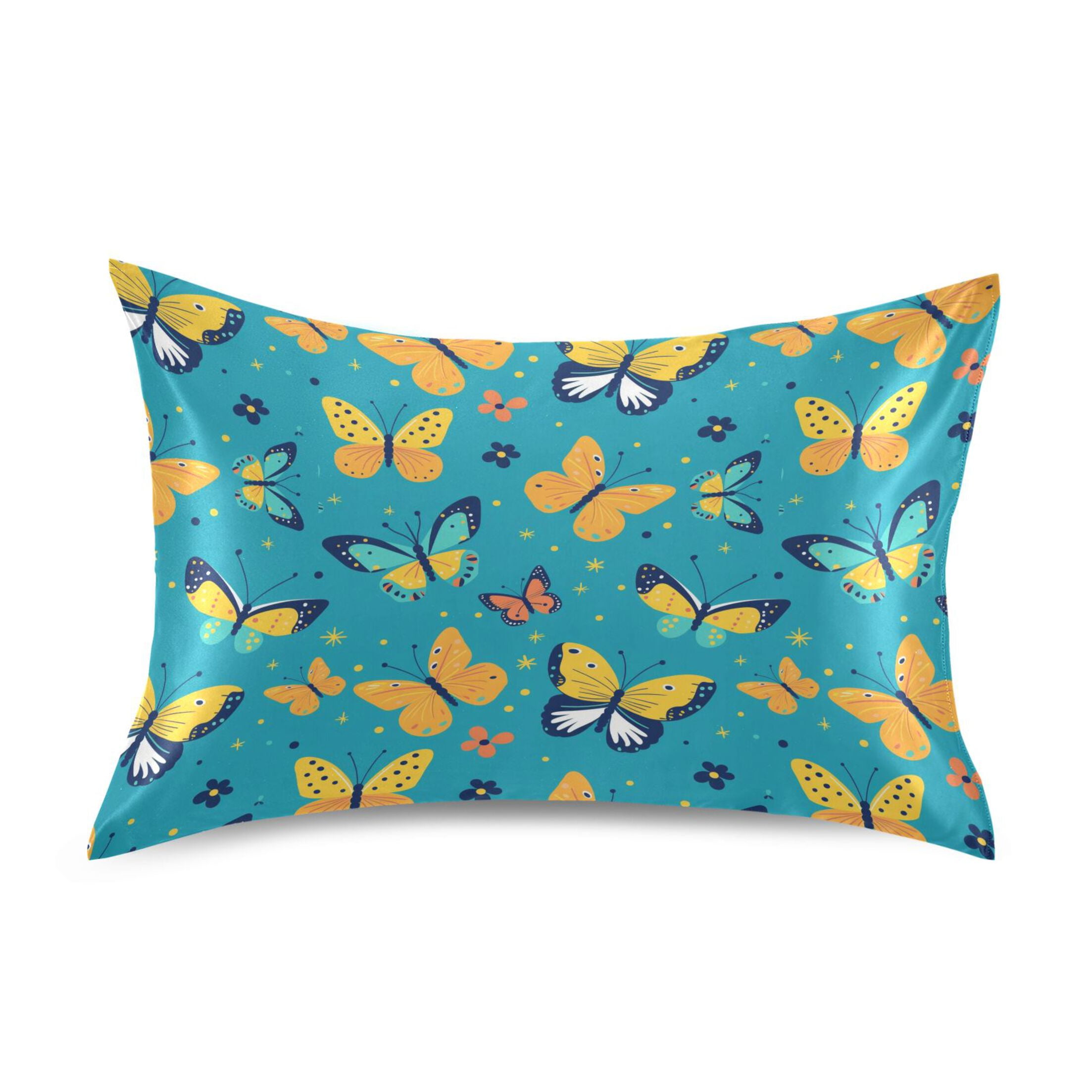 Satin Pillow Case Vibrant Cartoon Butterflies Standard Silk Pillow ...