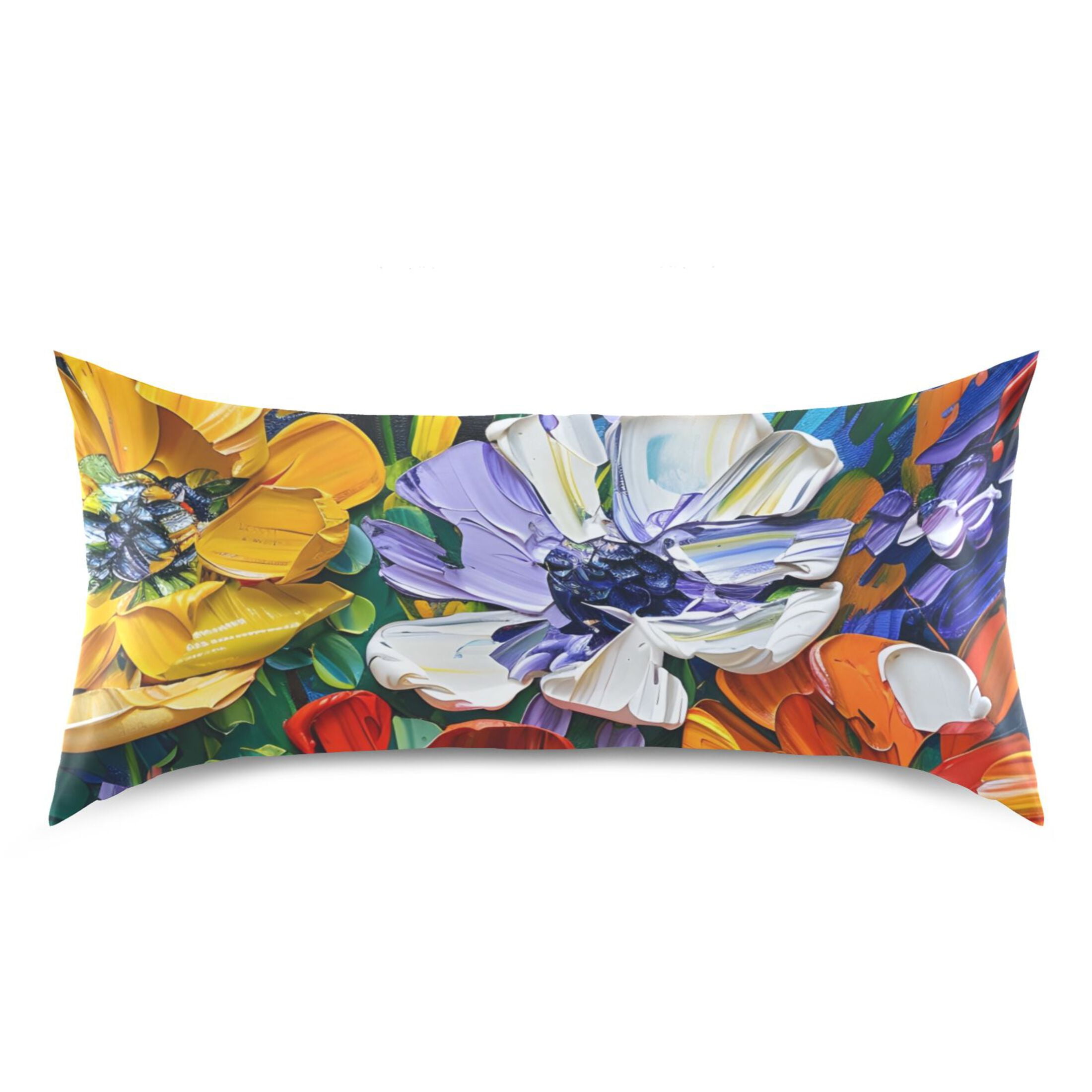 Satin Pillow Case Whimsical Flowers King Silk Pillow Cover for Hair and ...