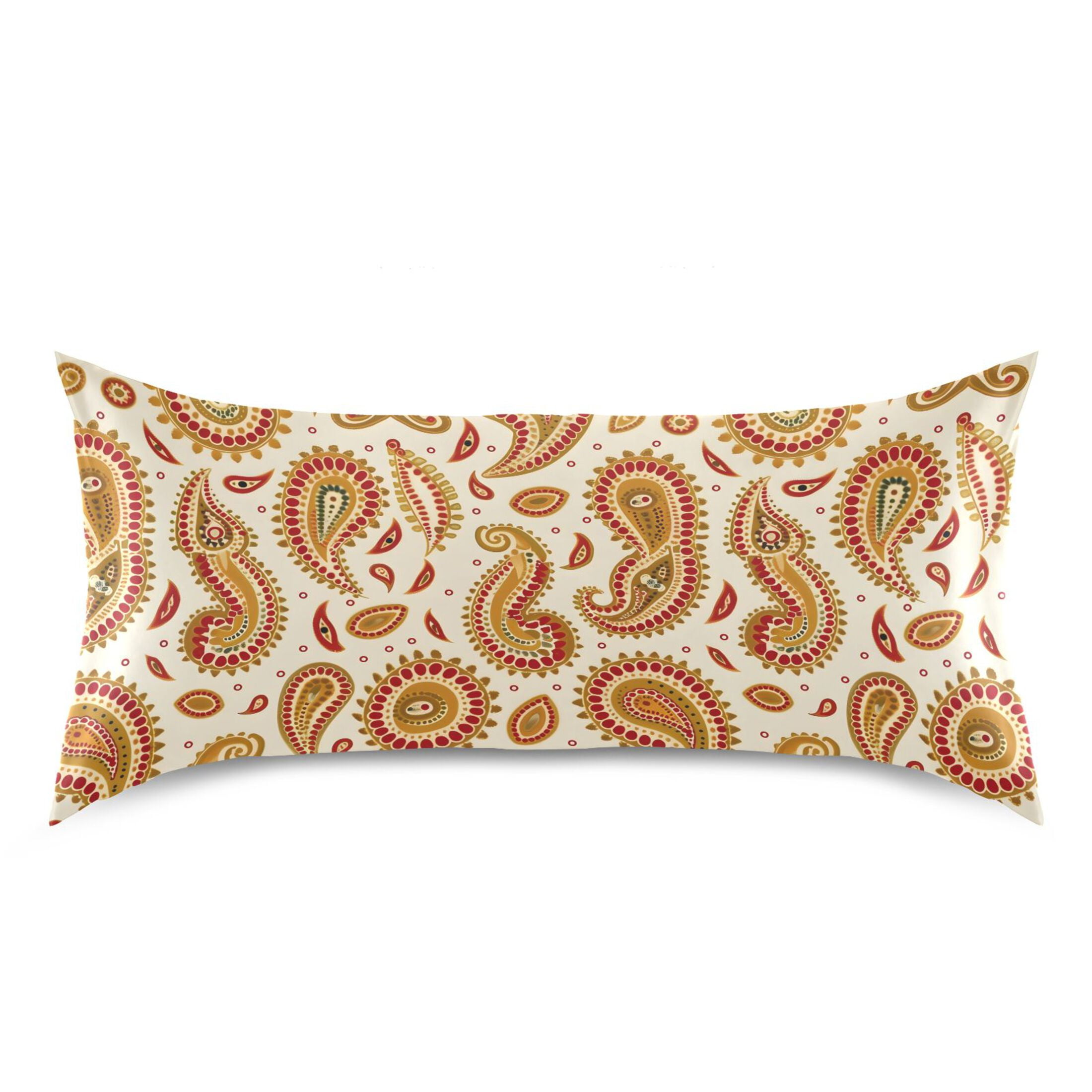 Satin Pillow Case Yellow and Red Paisley King Silk Pillow Cover for ...