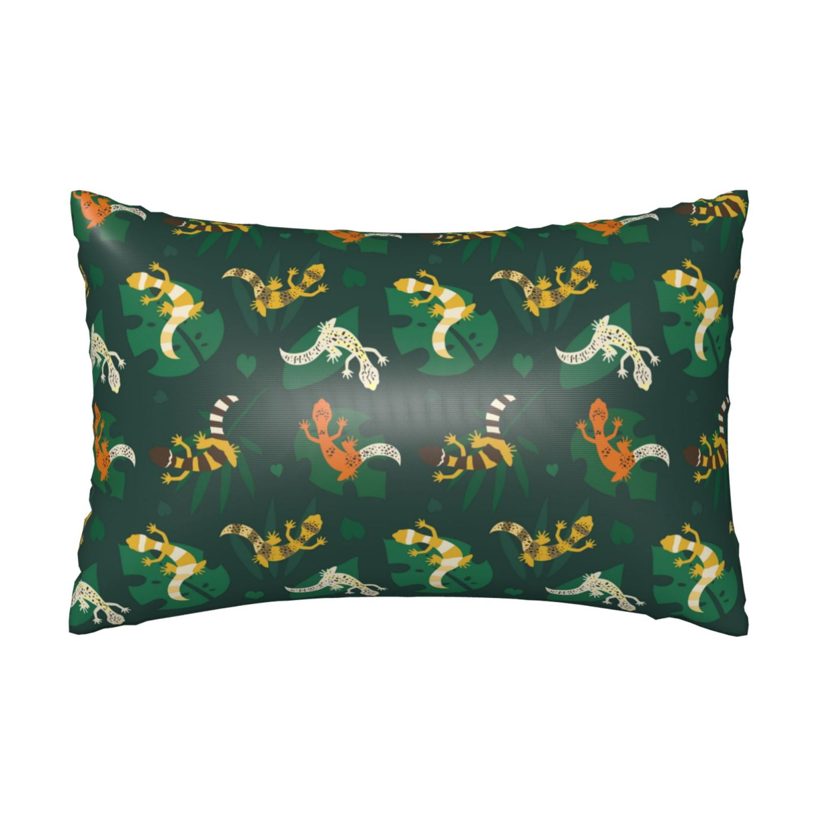 Satin Pillowcase For Hair And Skin, Striped Cute Lizard Gecko Plant ...