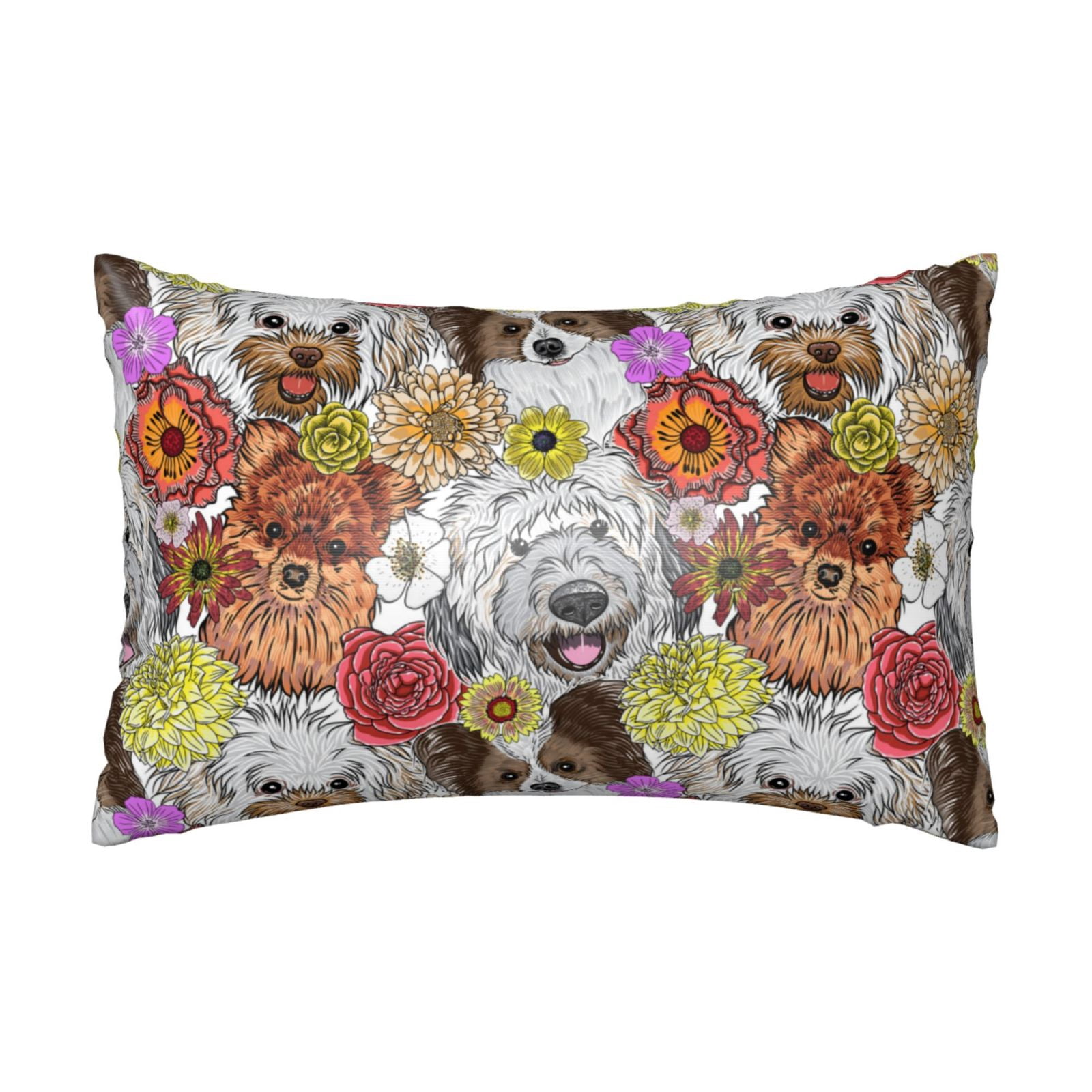 Satin Pillowcase for Hair and Skin, Cute Dogs Puppy Soft and Cooling ...