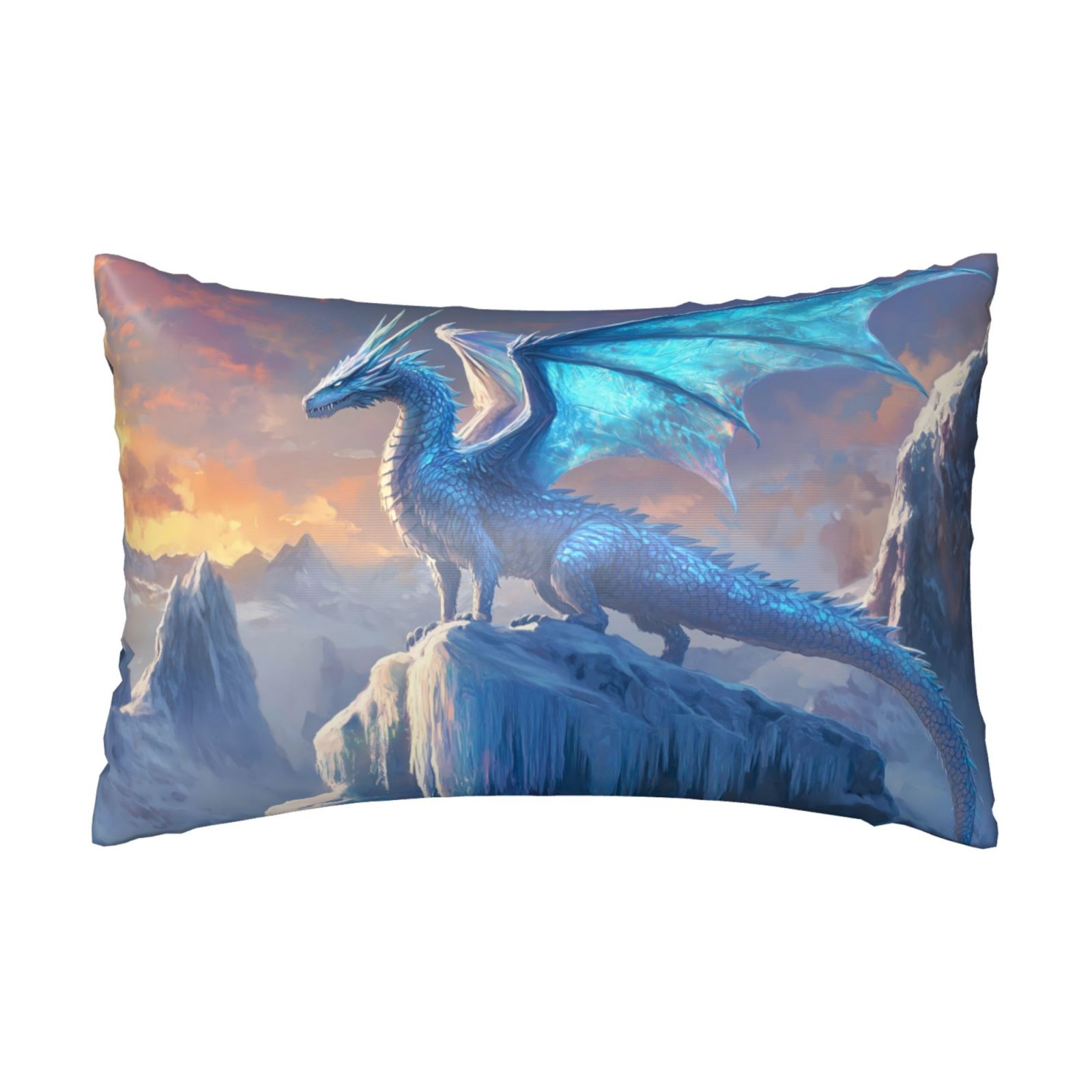 Satin Pillowcase for Hair and Skin, Majestic Ice Dragon Summit ...