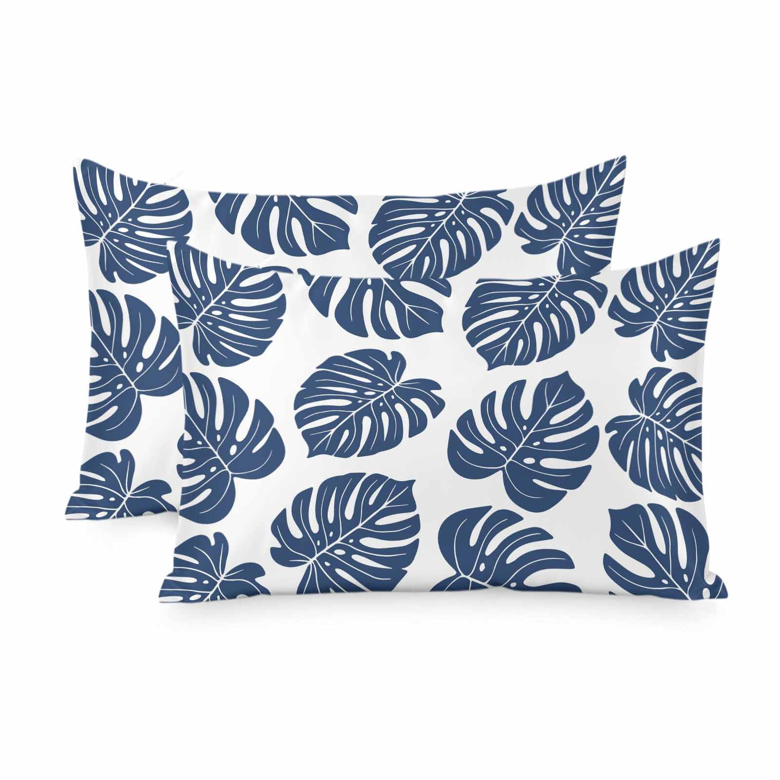 Satin Pillowcase for Hair and Skin Queen Size 2 Pack Navy Blue Palm ...