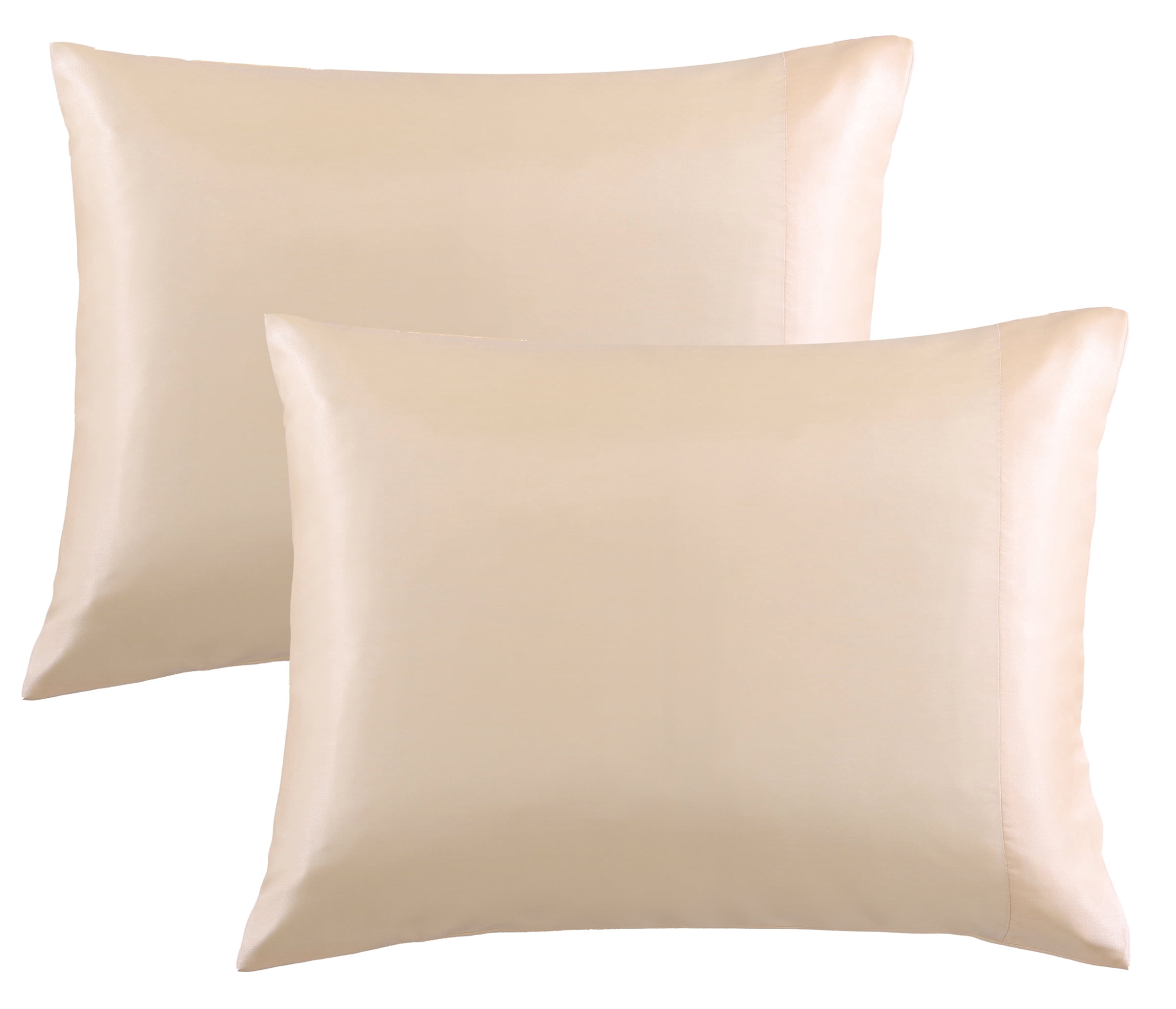 Satin Pillowcase for Hair and Skin Queen -Beige Pillowcase 2 Pack 20x30 ...