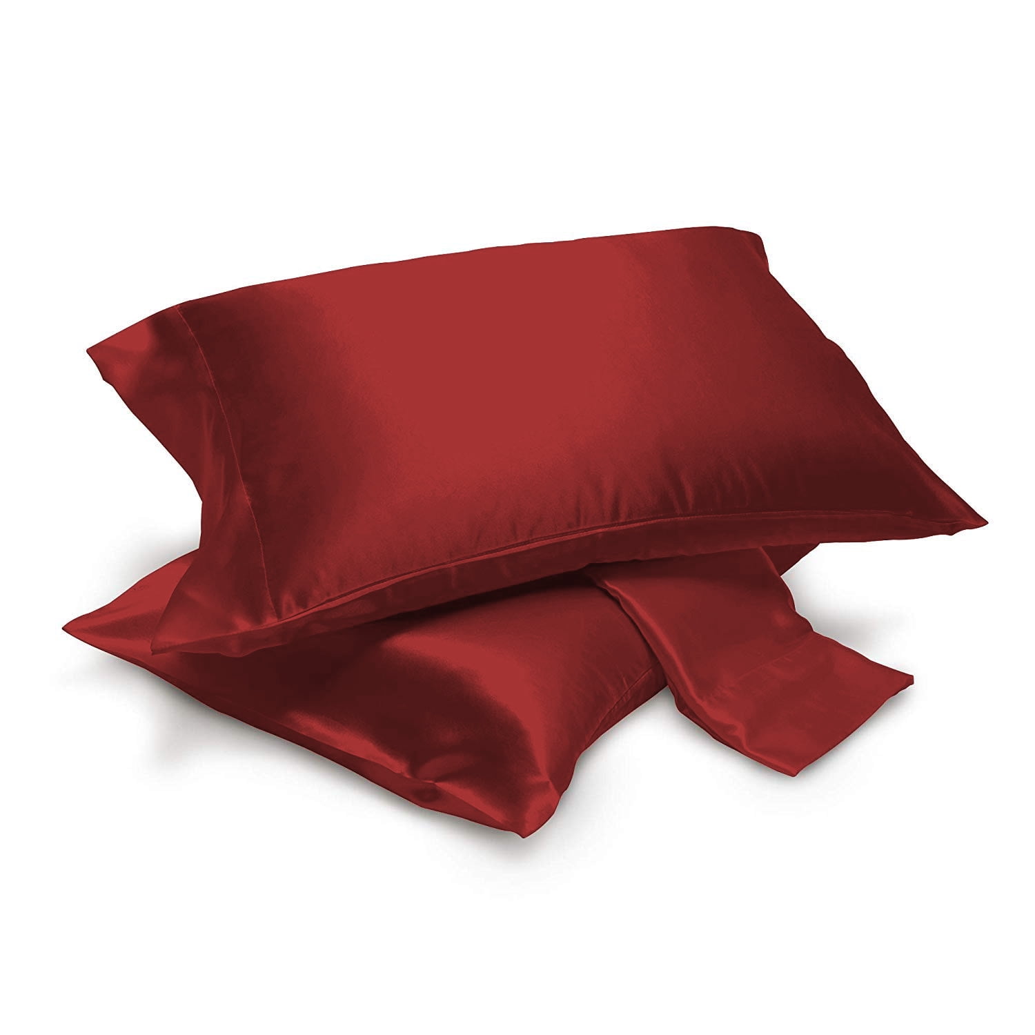 Satin Pillowcases Pair with Envelope Closure (Standard, Burgundy ...