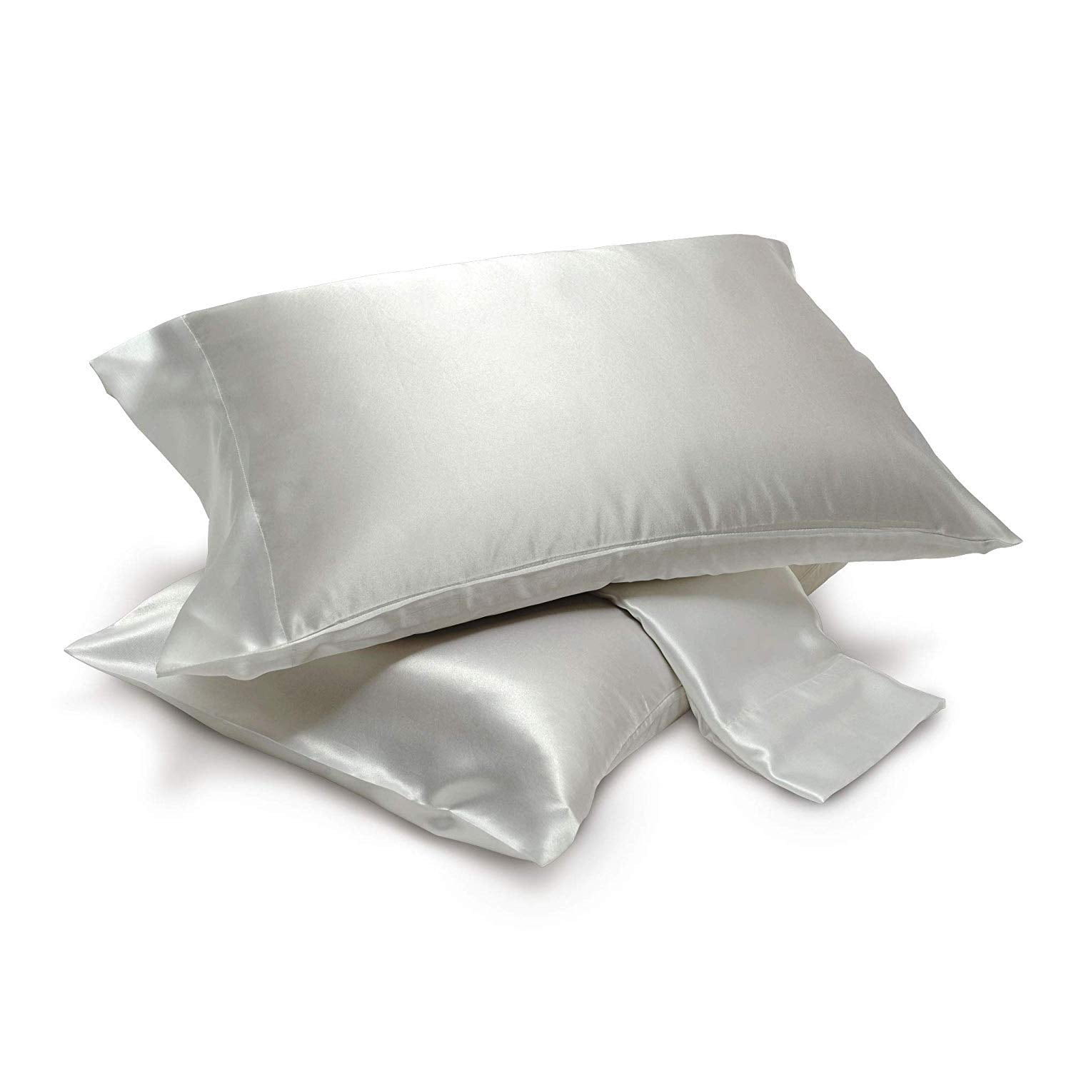 Satin Pillowcases Pair with Envelope Closure (Standard, Silver ...