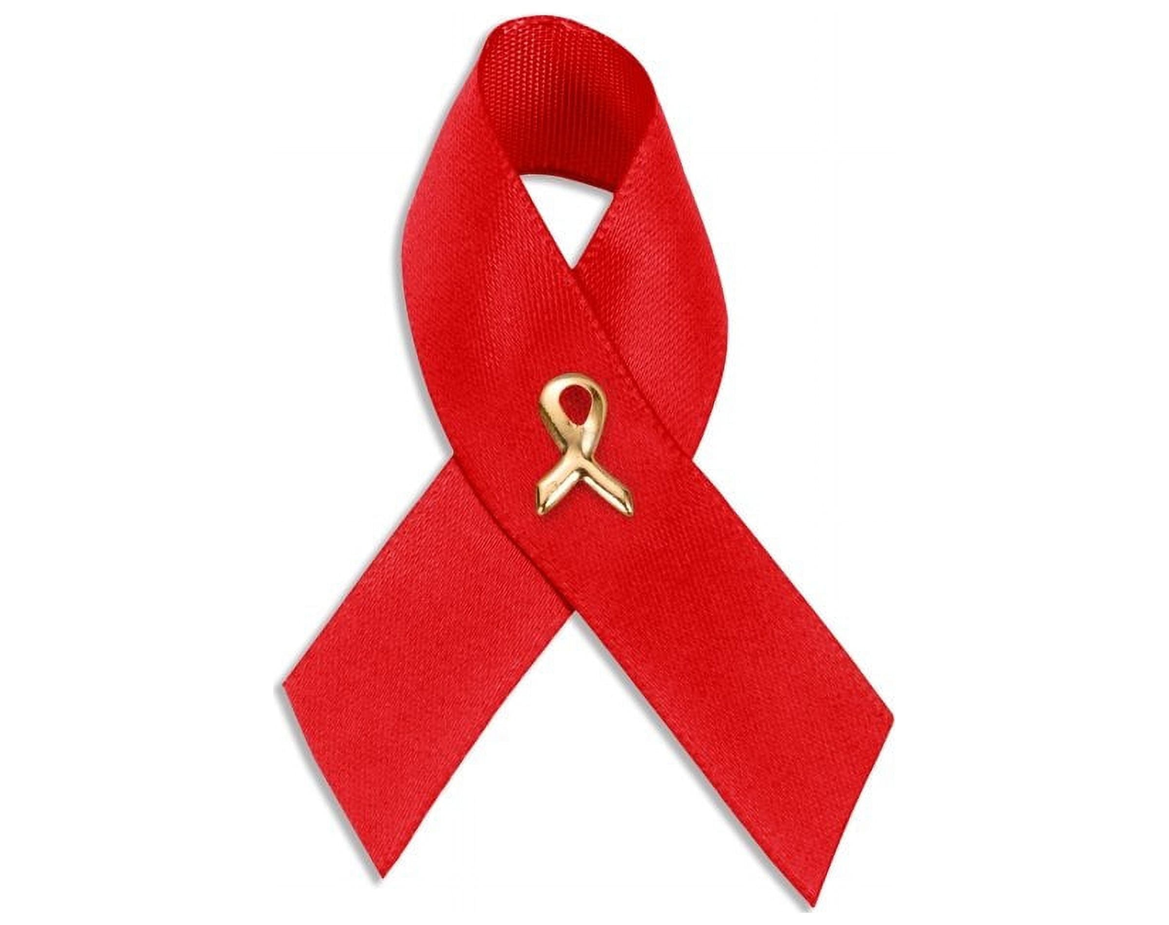 Satin Red Ribbon Pins Week Drug & Alcohol Prevention 100 Packs Ribbons ...