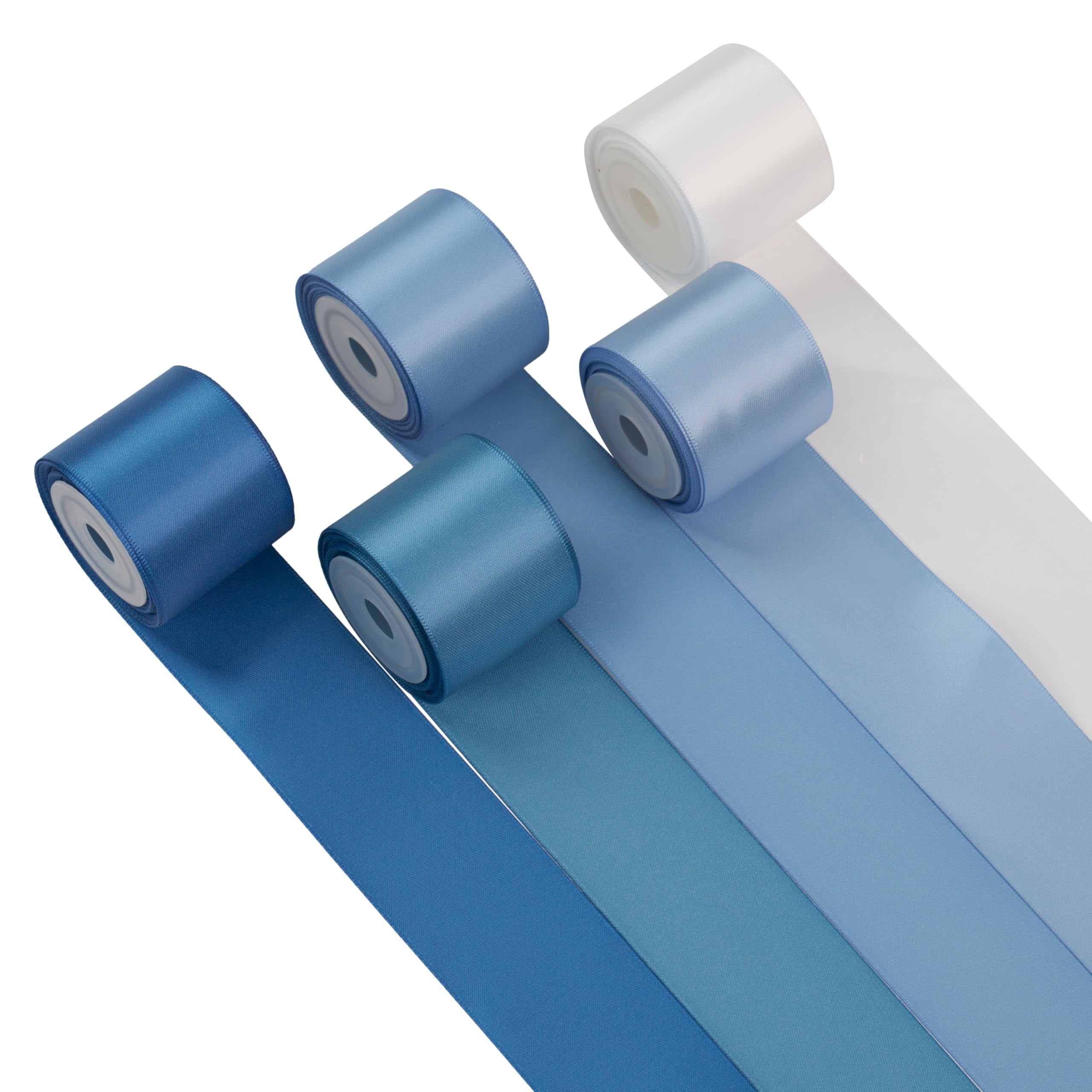 Satin Ribbon Set Dusty Blue 1.5" 25 Yards 5 Rolls for Wedding and Craft ...